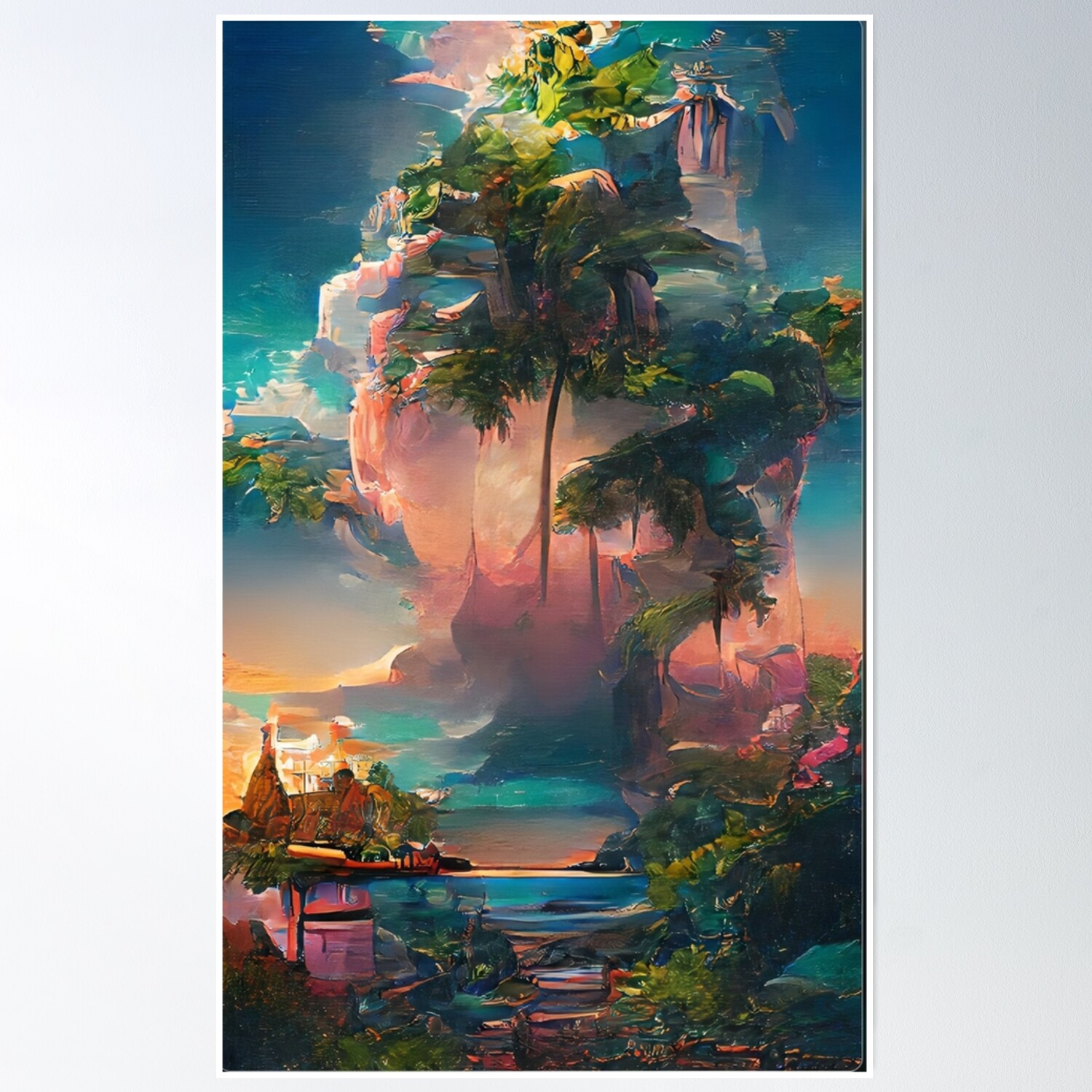 Tropical Island Poster Wall Art, Modern Wall Decor, 12x18 UNFRAMED ...