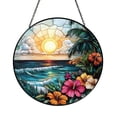 Tropical Island Sunset Ocean Stained Glass Suncatcher – Window ...