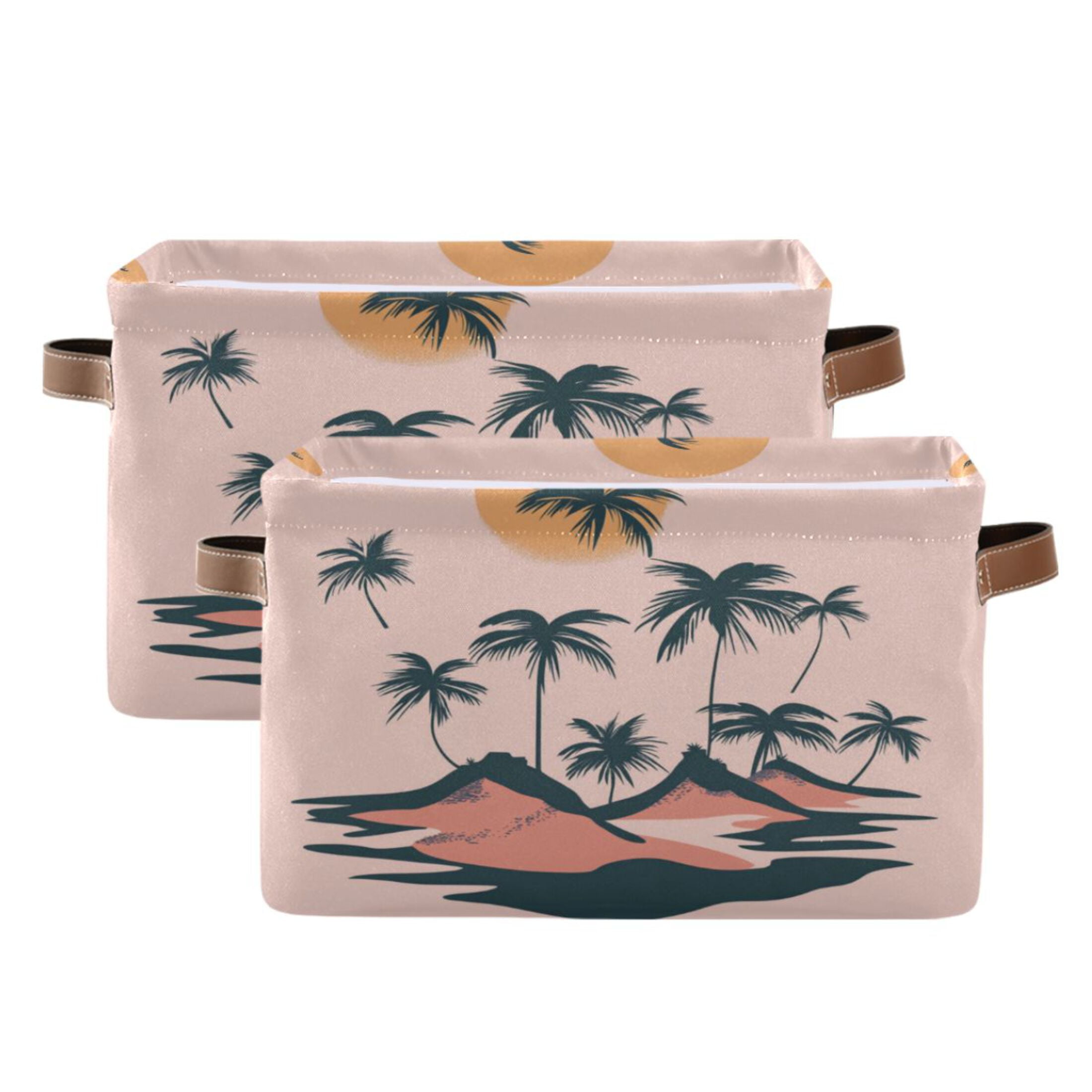 Tropical Islands Foldable Storage Basket,Canvas Fabric Foldable Storage ...