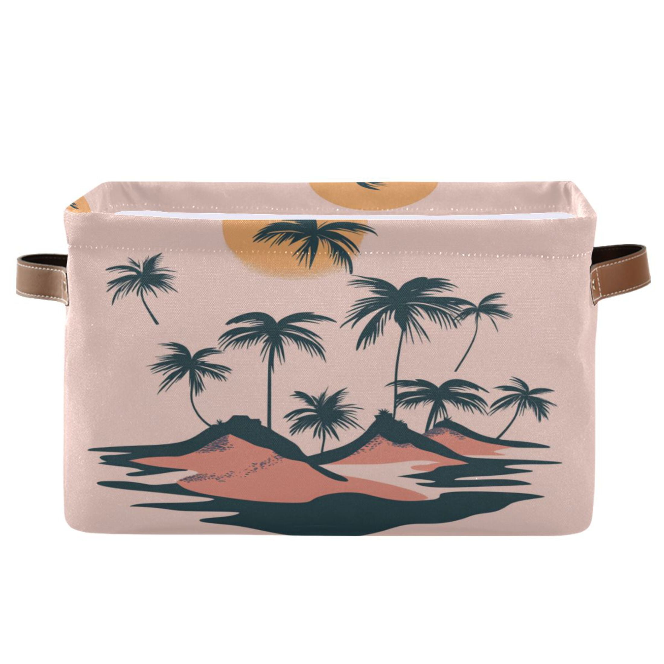 Tropical Islands Foldable Storage Basket,Canvas Fabric Foldable Storage ...