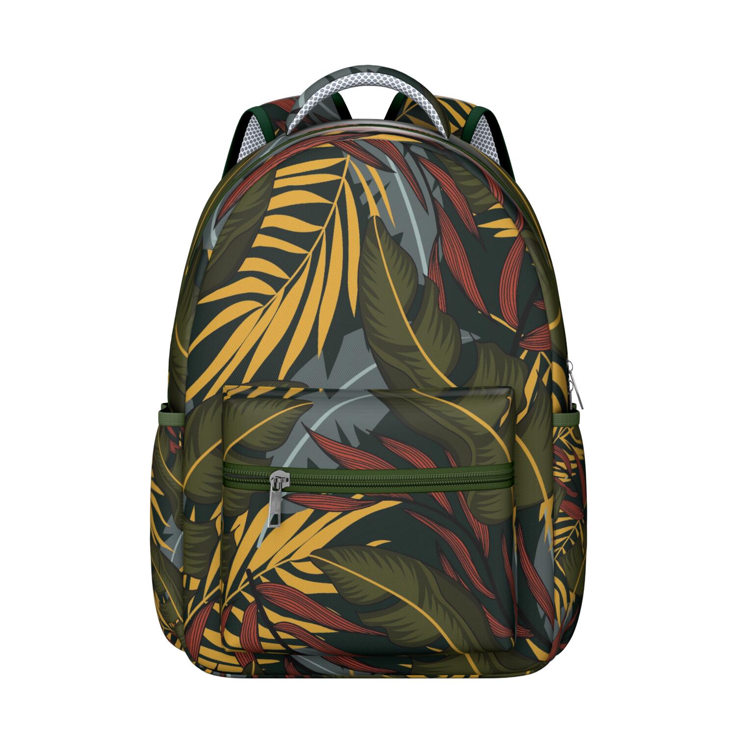 Tropical Jungle Backpack Hawaiian Floral Leafy Design for Students ...