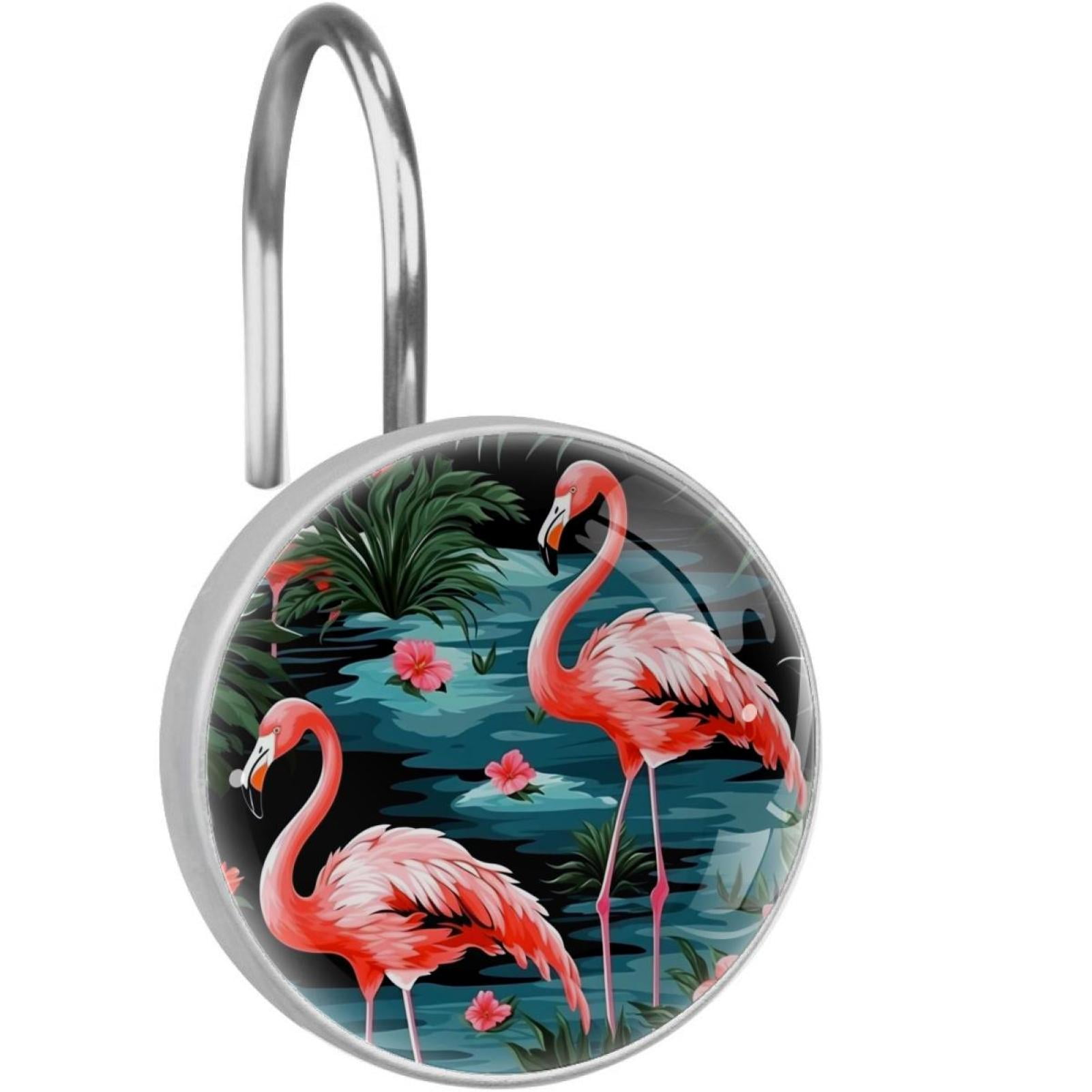 Tropical Jungle Flamingo Decorative Shower Curtain Hooks - Set of 12 ...