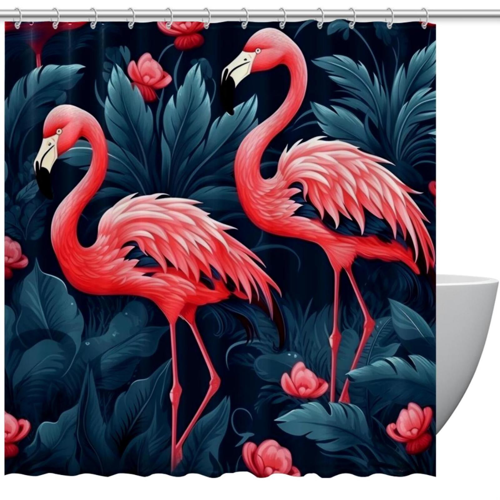 Tropical Jungle Flamingo Shower Curtain for Bathroom, Aesthetics ...