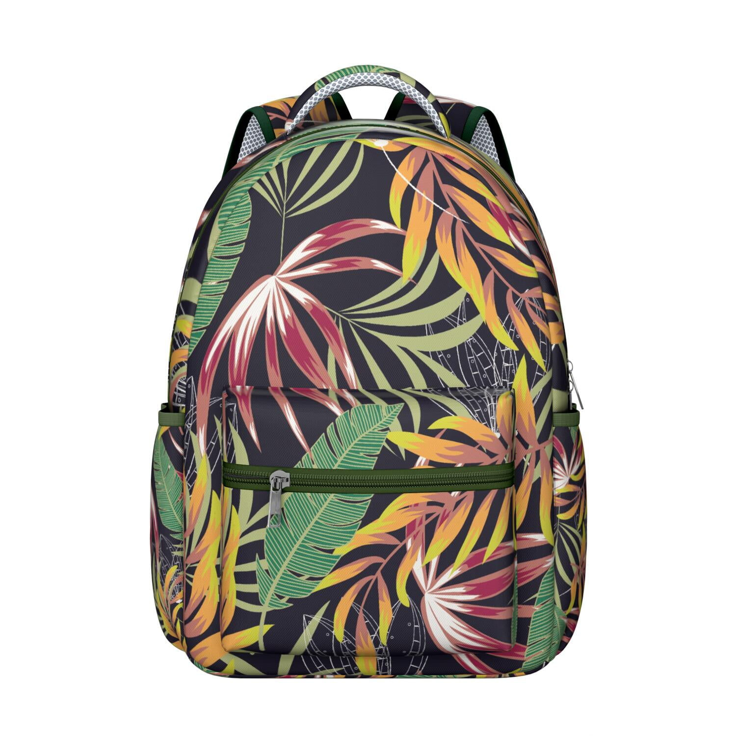Tropical Jungle Floral Backpack Hawaiian Print School Bag for Students ...