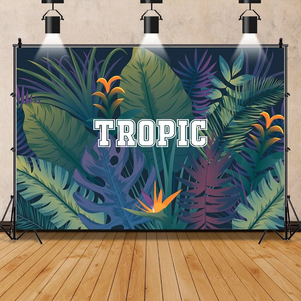 Tropical Jungle Green Leaves Backdrop Safari Plants Birthday Party ...