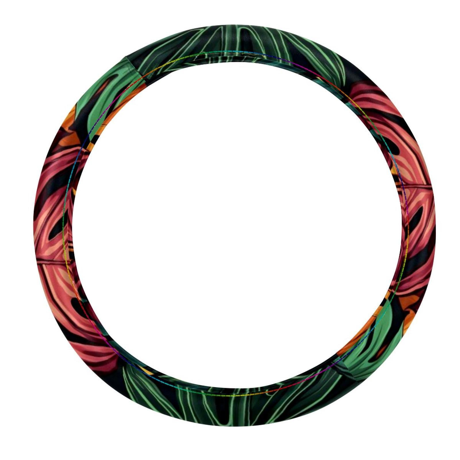 Tropical Jungle Leaves 14.5 Inch Printing PVC Leather Car Wheel Cover ...