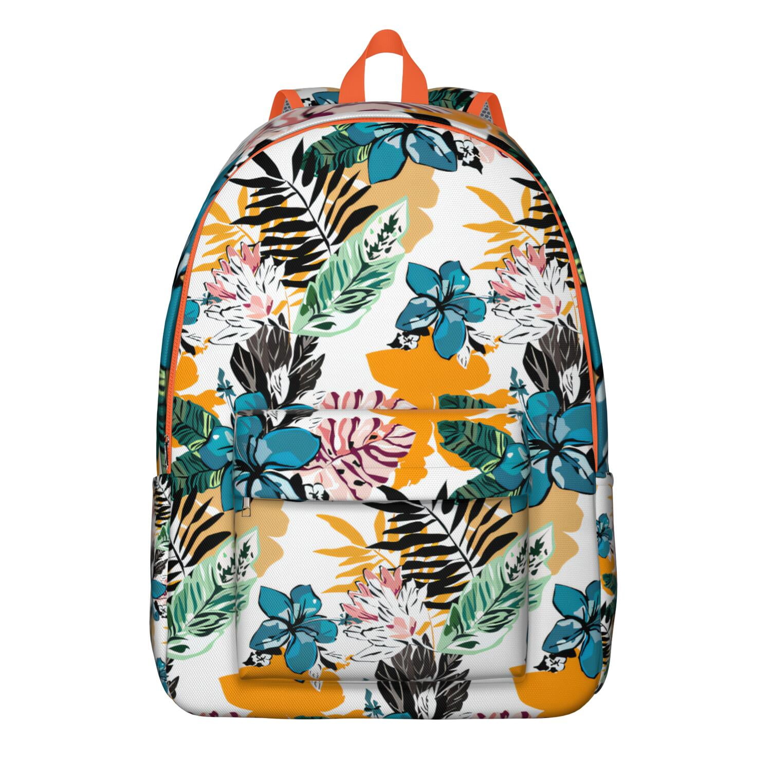 Tropical Jungle Leaves Backpack, Hawaiian Palm Inspired School Bag with ...