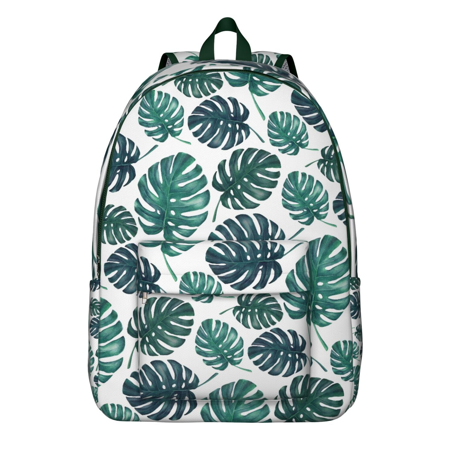 Tropical Jungle Leaves Backpack, Hawaiian Palm Inspired School Bag with ...