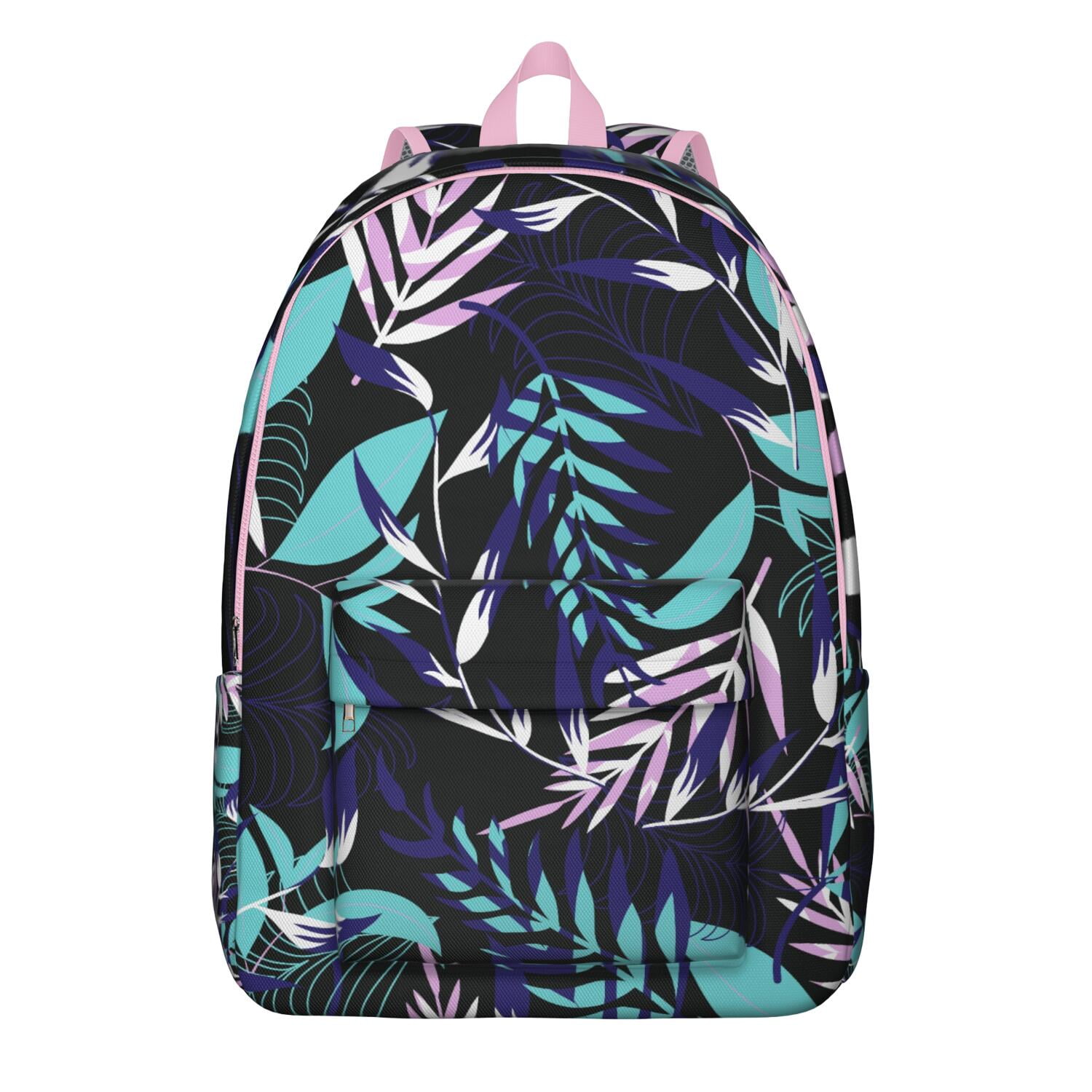 Tropical Jungle Leaves Backpack, Hawaiian Palm Inspired School Bag with ...