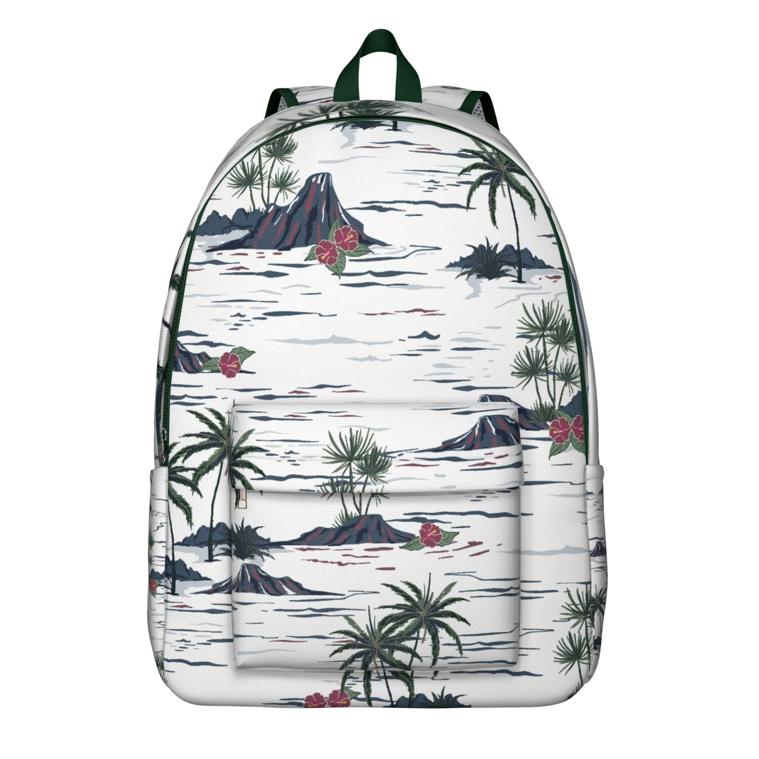 Tropical Jungle Leaves Backpack, Hawaiian Palm Inspired School Bag with ...