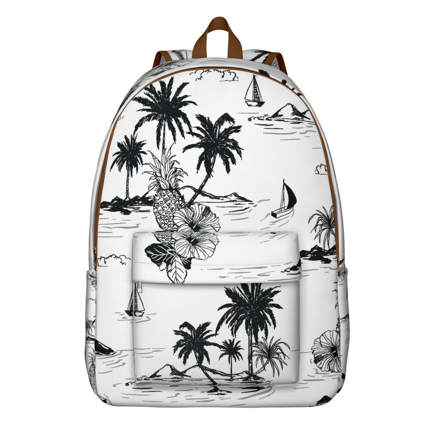 Tropical Jungle Leaves Backpack, Hawaiian Palm Inspired School Bag with ...