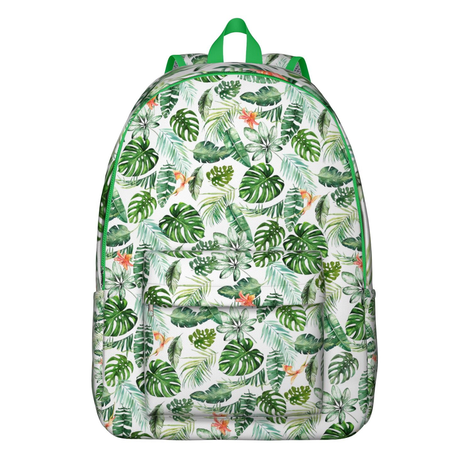 Tropical Jungle Leaves Backpack, Hawaiian Palm Inspired School Bag with ...
