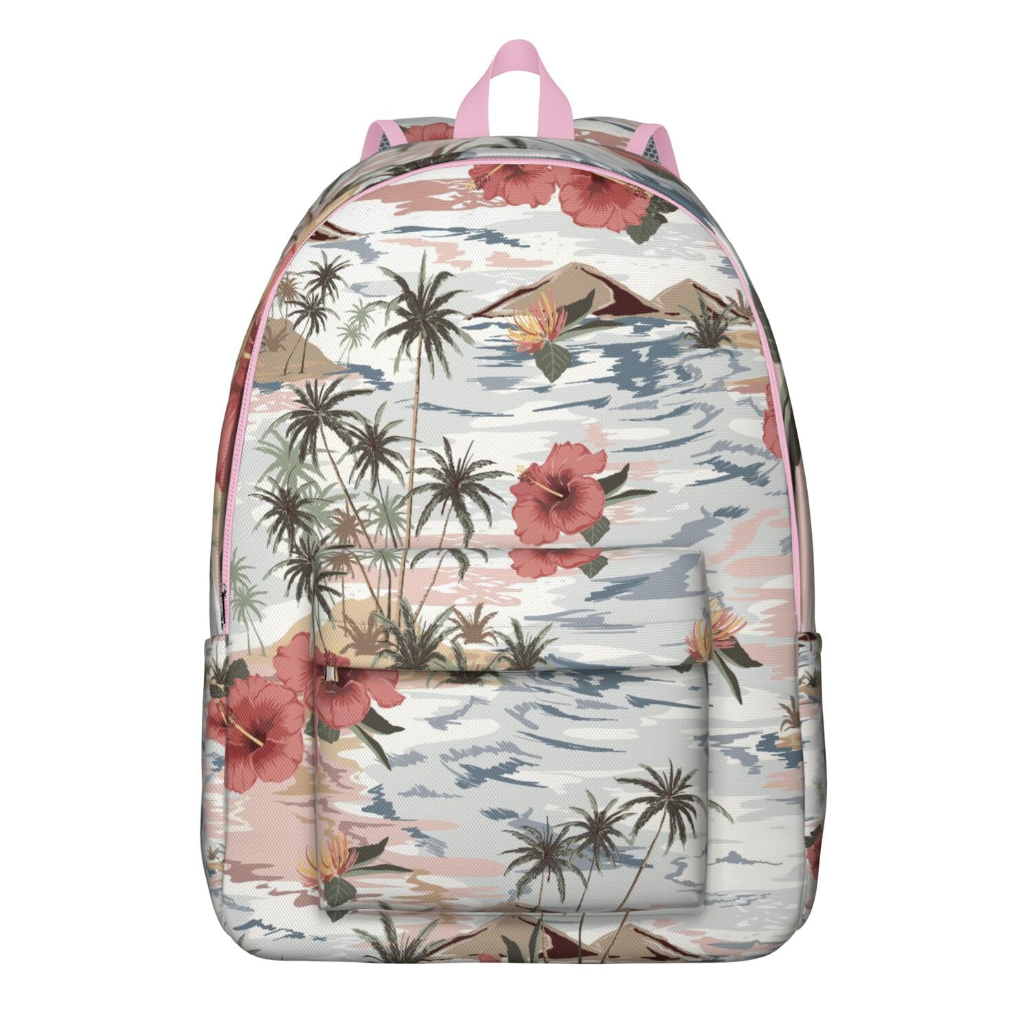 Tropical Jungle Leaves Backpack, Hawaiian Palm Inspired School Bag with ...