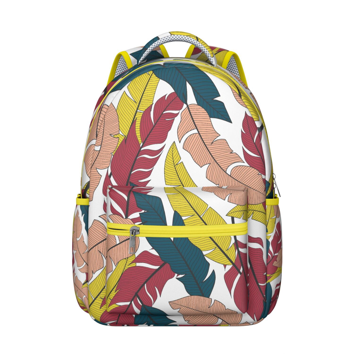 Tropical Jungle Leaves Backpack Hawaiian Print Exotic Floral School Bag ...