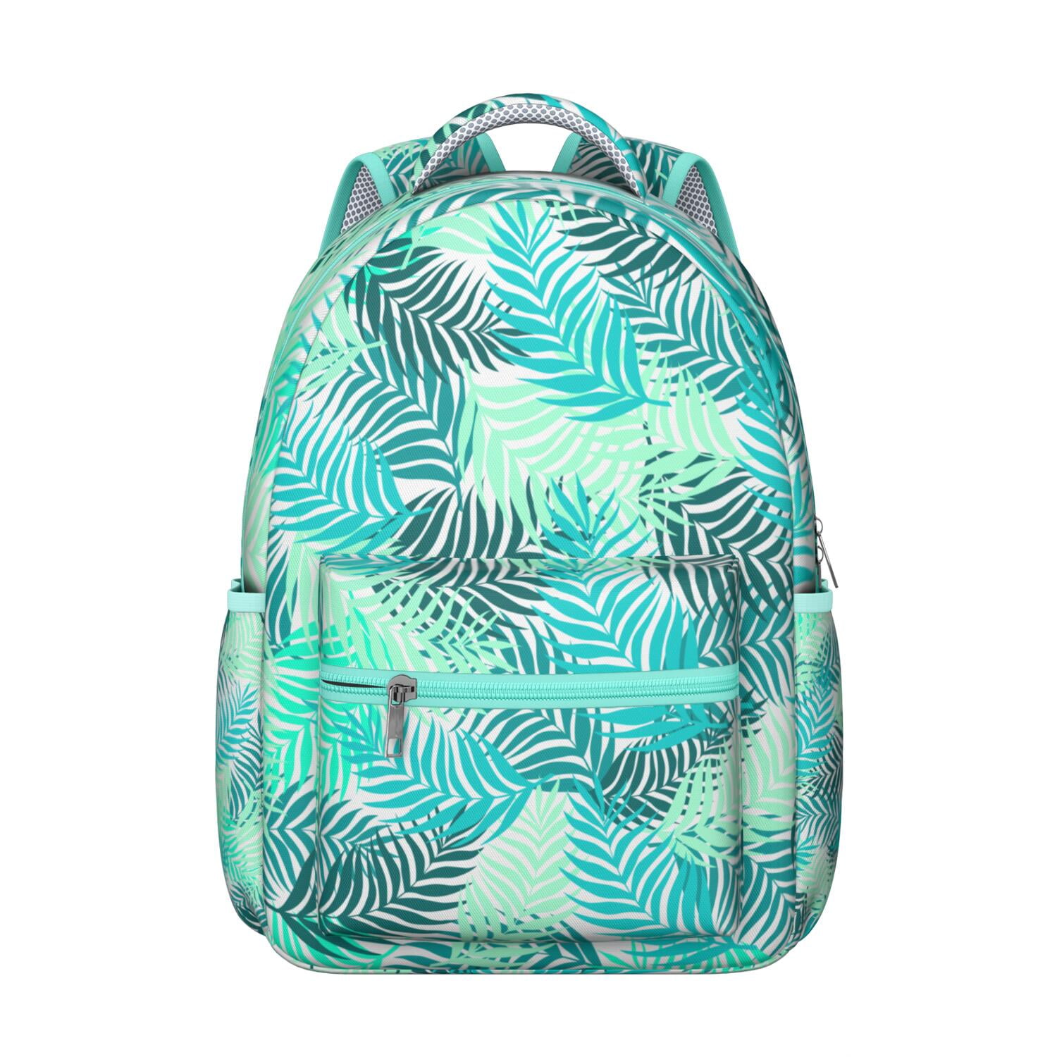 Tropical Jungle Leaves Backpack Hawaiian Print Exotic Floral School Bag ...