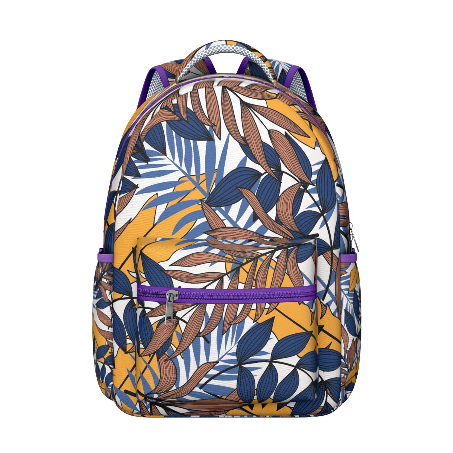 Tropical Jungle Leaves Backpack Hawaiian Print Exotic Floral School Bag ...