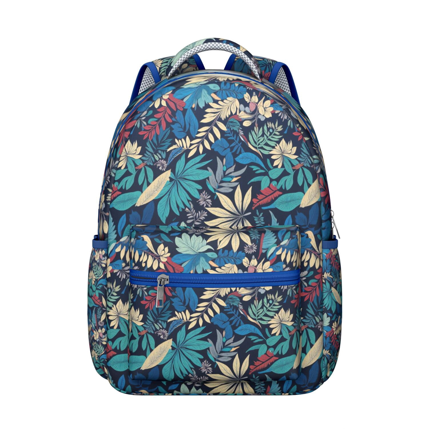 Tropical Jungle Leaves Backpack Hawaiian School Bag with Palm Leaf ...