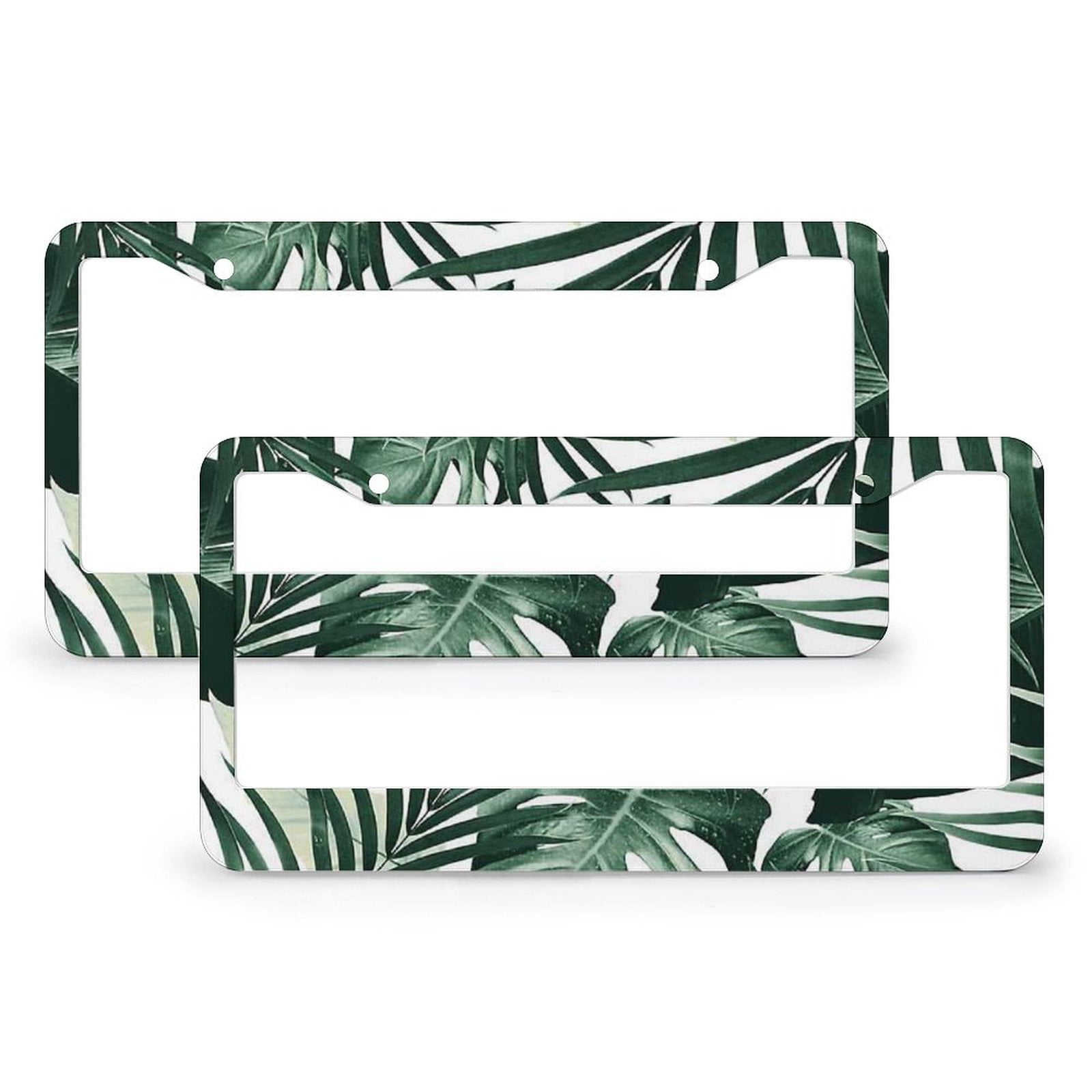 Tropical Jungle Leaves Pattern License Plate Frame - 2 Pack Tags Frames ...