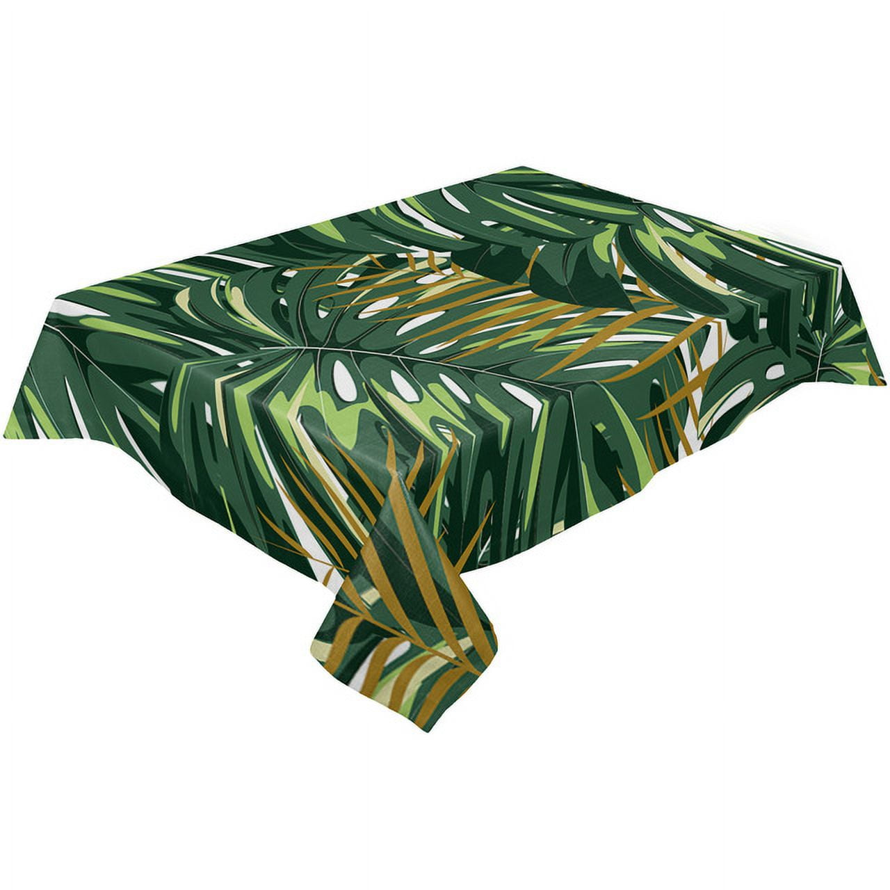 Tropical Jungle Leaves a Green White Waterproof Tablecloths Kitchen ...