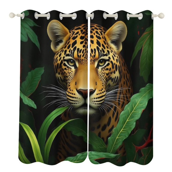 Tropical Jungle Leopard Print 2 Panels 3D Printing Pattern Curtain for ...