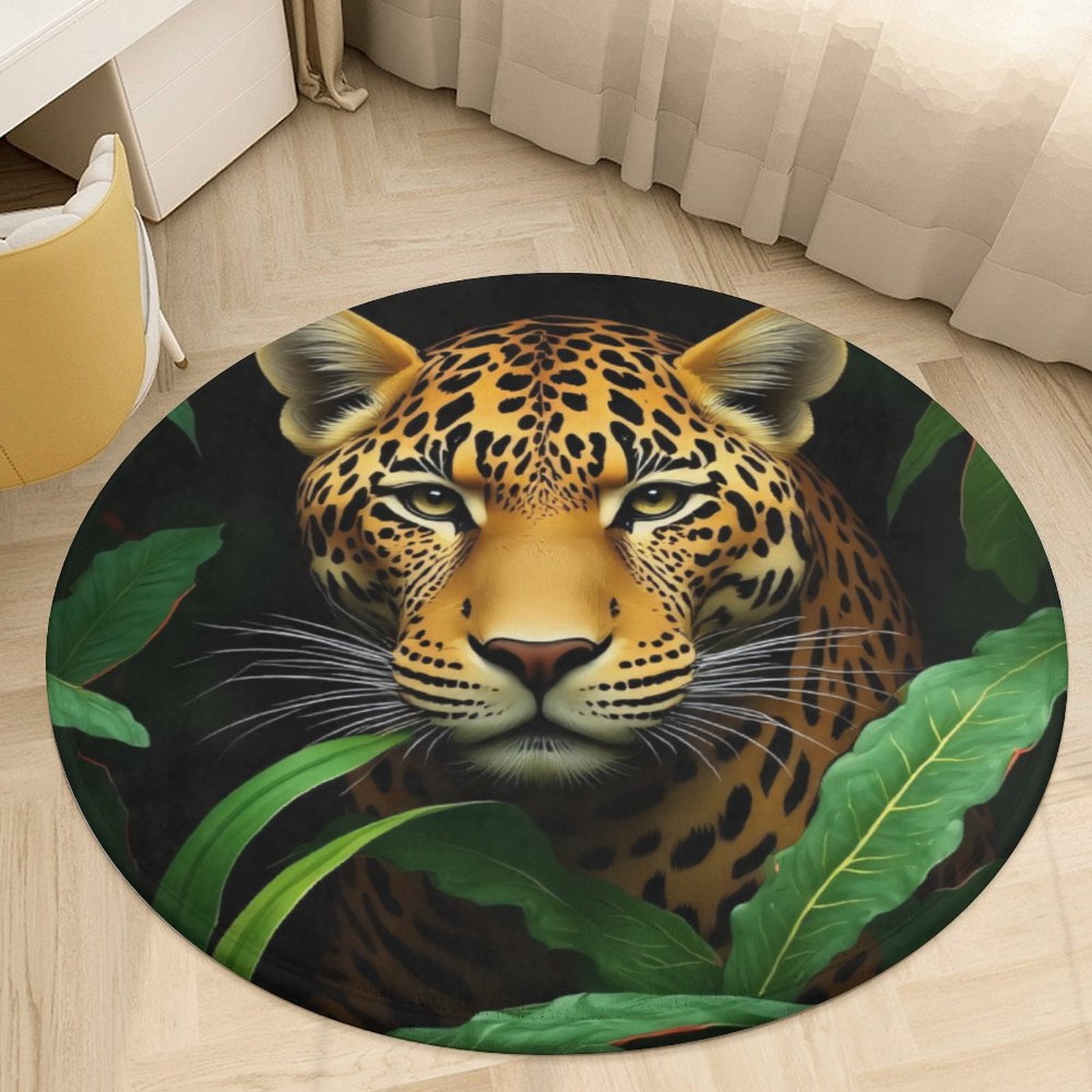 Tropical Jungle Leopard Print Round Area Rugs for Bedroom Living Room ...