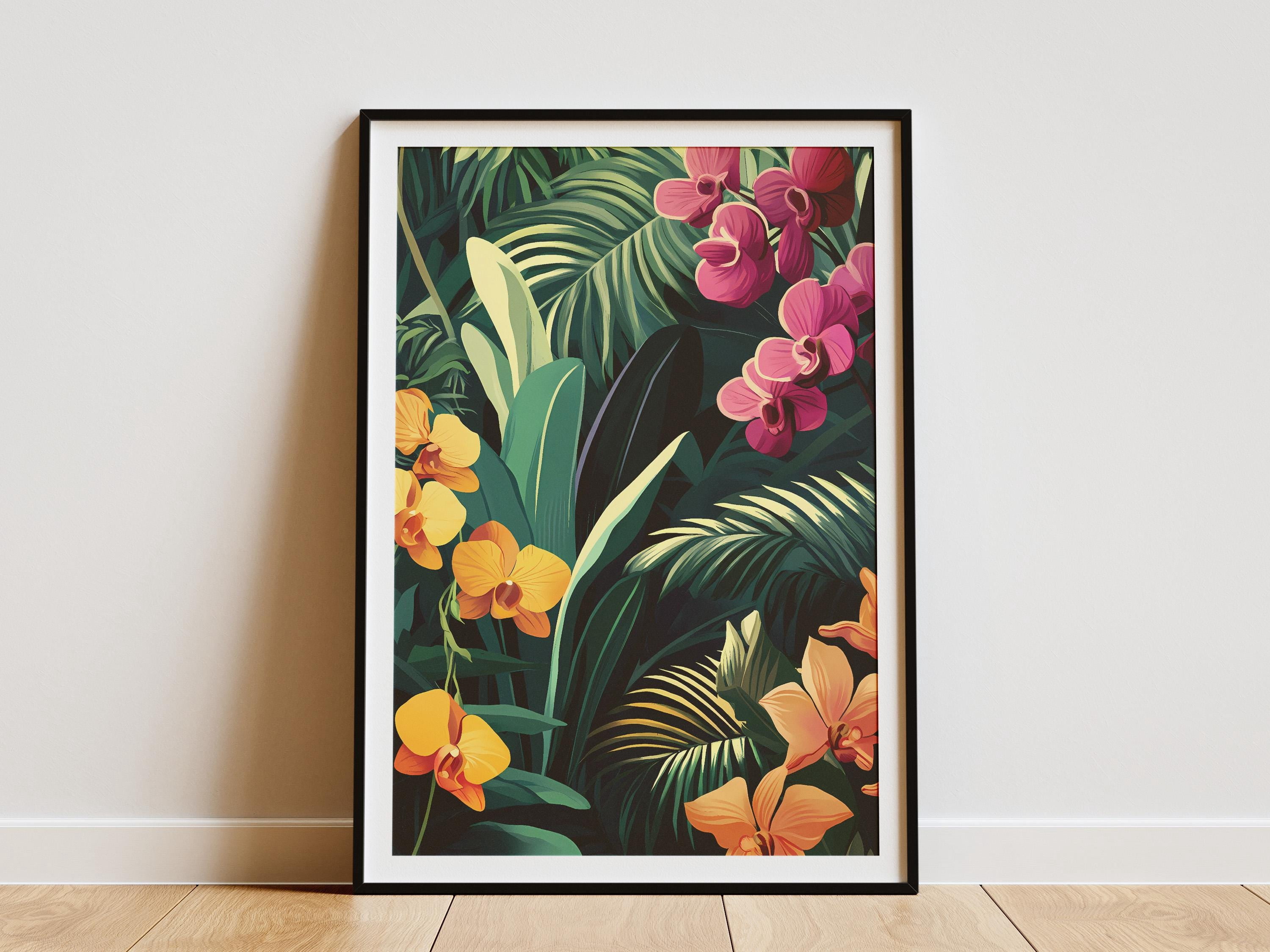 Tropical Jungle Orchid Poster Botanical Wall Art Large Flowers Print ...