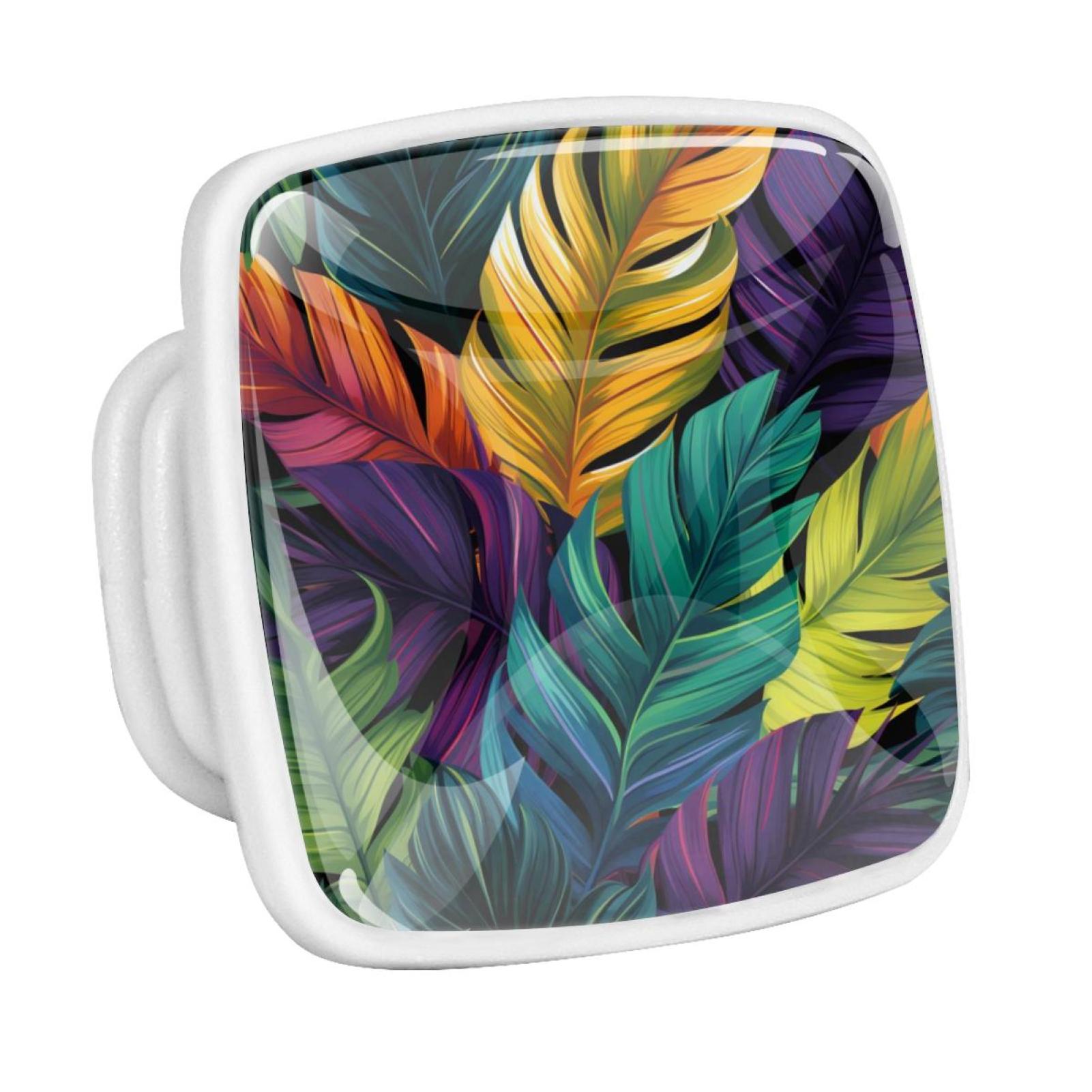 Tropical Jungle Palm Leaf Fluorescent Drawer Pulls with Screws Square 4 ...