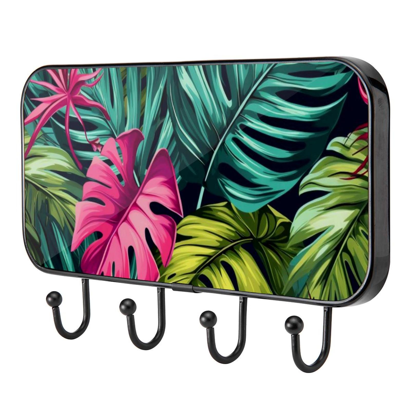 Tropical Jungle Palm Leaf Self Adhesive Towel Coat Wood Iron Hooks for ...