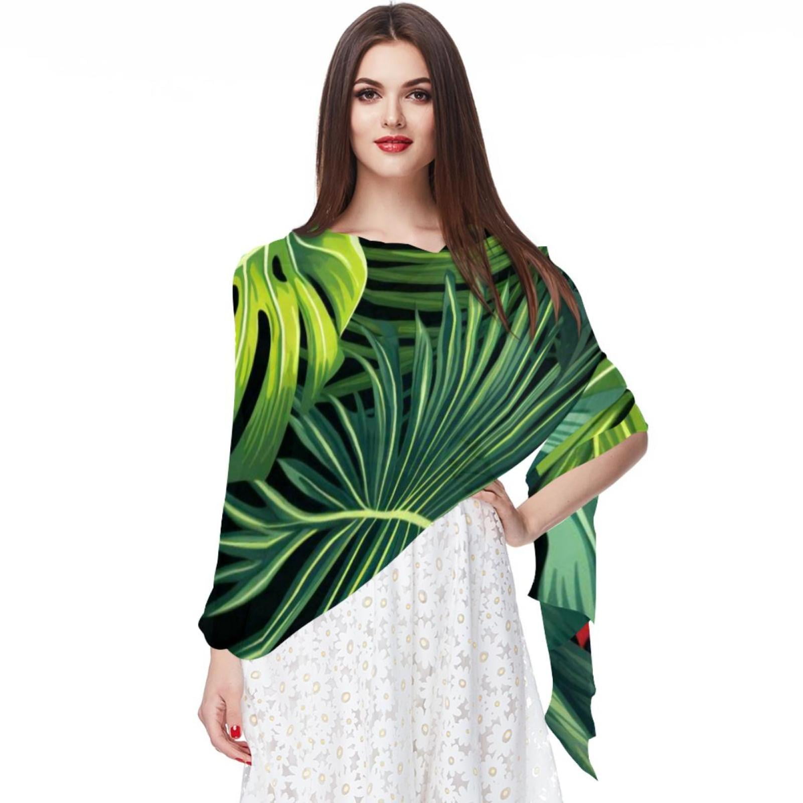 Tropical Jungle Palm Leaves Chic Translucent Chiffon Hair Scarf Light ...