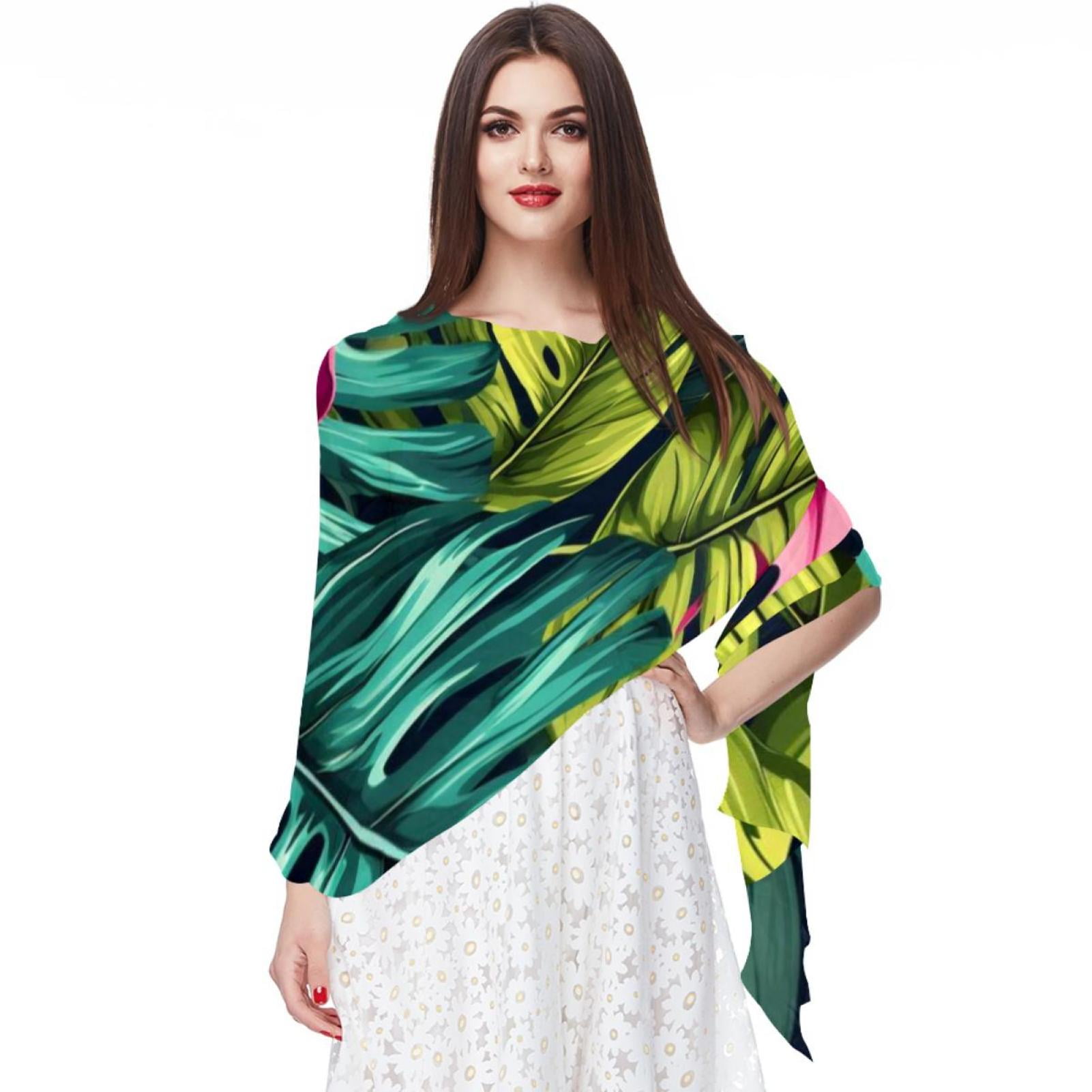 Tropical Jungle Palm Leaves Chic Translucent Chiffon Hair Scarf Light ...