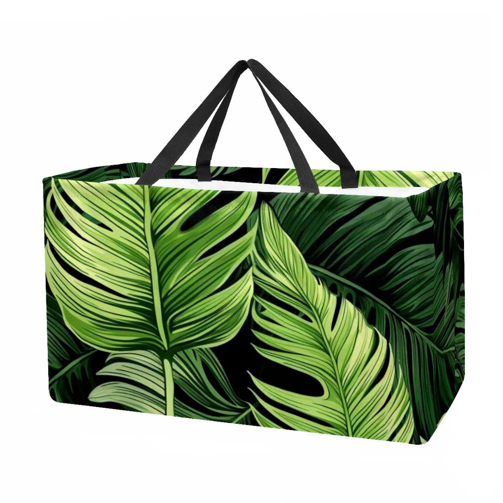 Tropical Jungle Palm Leaves Collapsible Oxford Cloth Tote Bag: Reusable ...