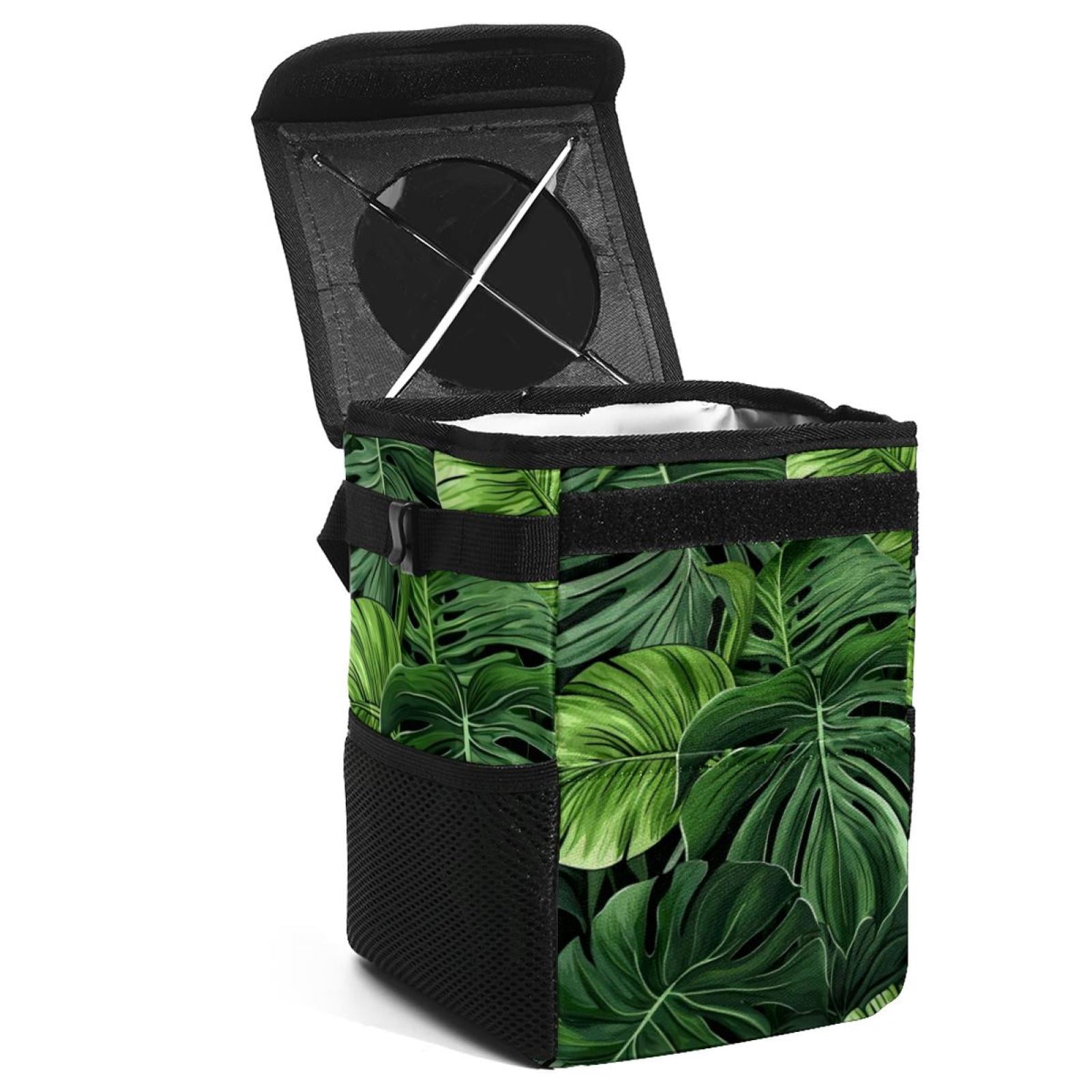 Tropical Jungle Palm Leaves Foldable Car Garbage Can with Lid, Leak ...