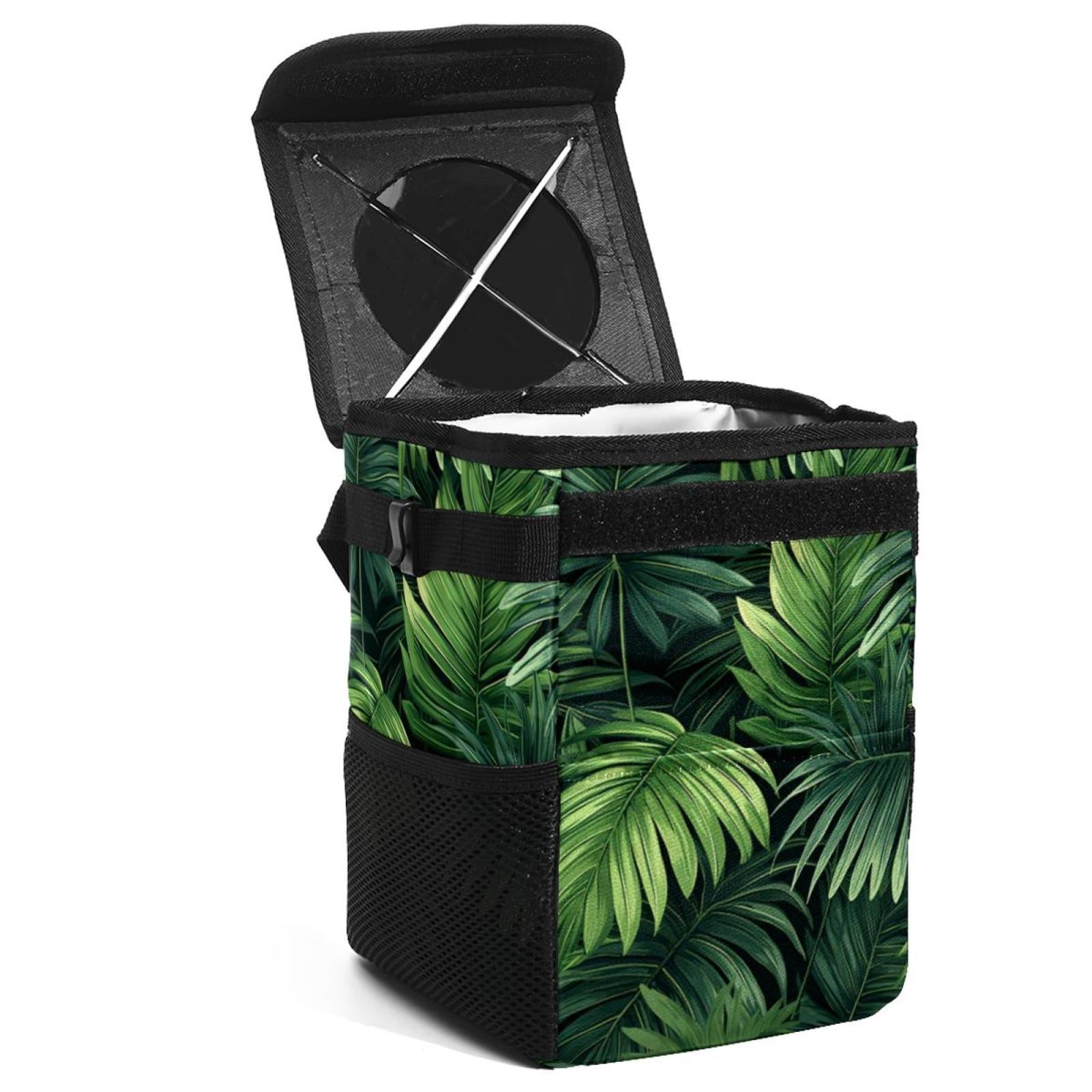 Tropical Jungle Palm Leaves Foldable Car Trash Can with Lid and Leak ...