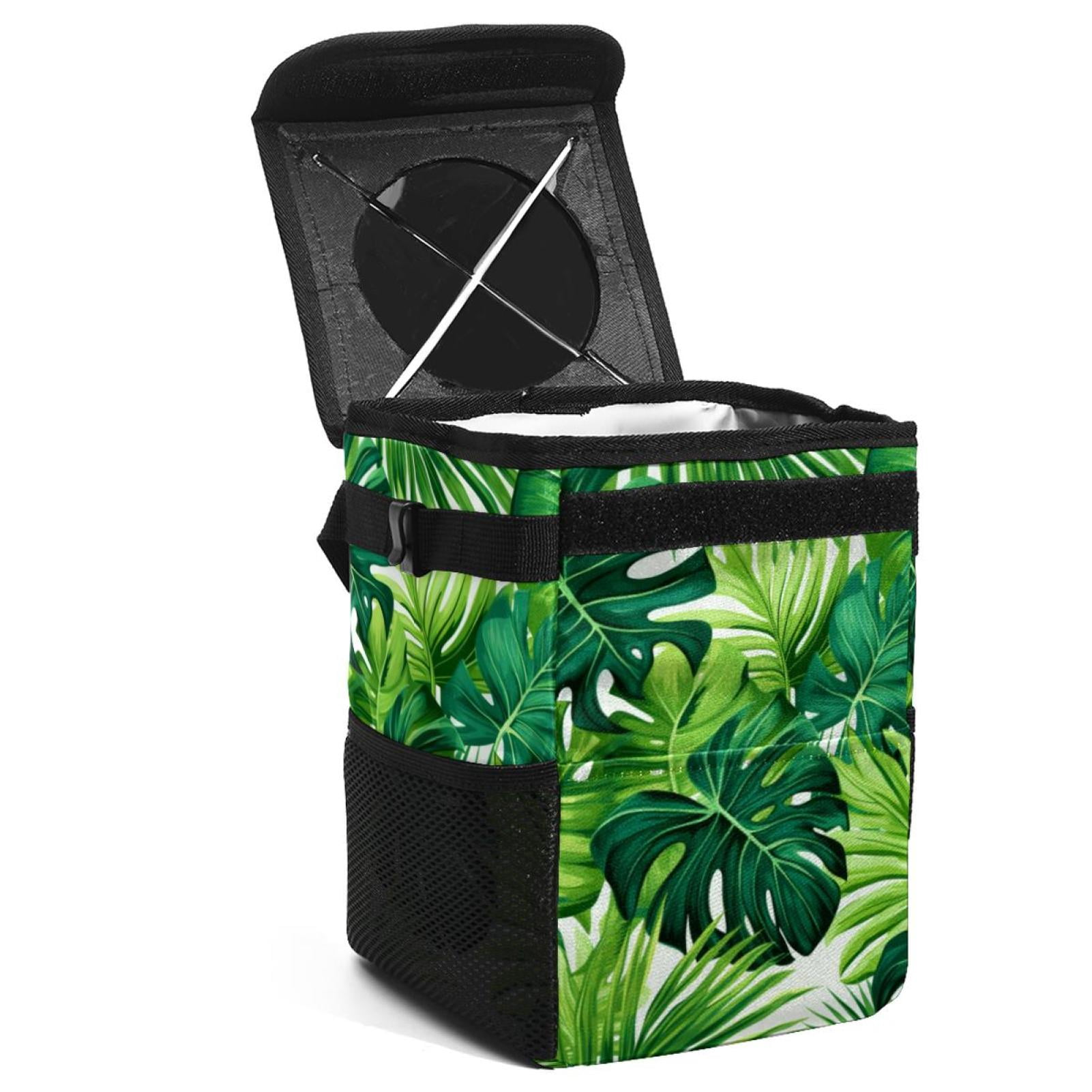 Tropical Jungle Palm Leaves Foldable Car Trash Can with Lid and Leak ...