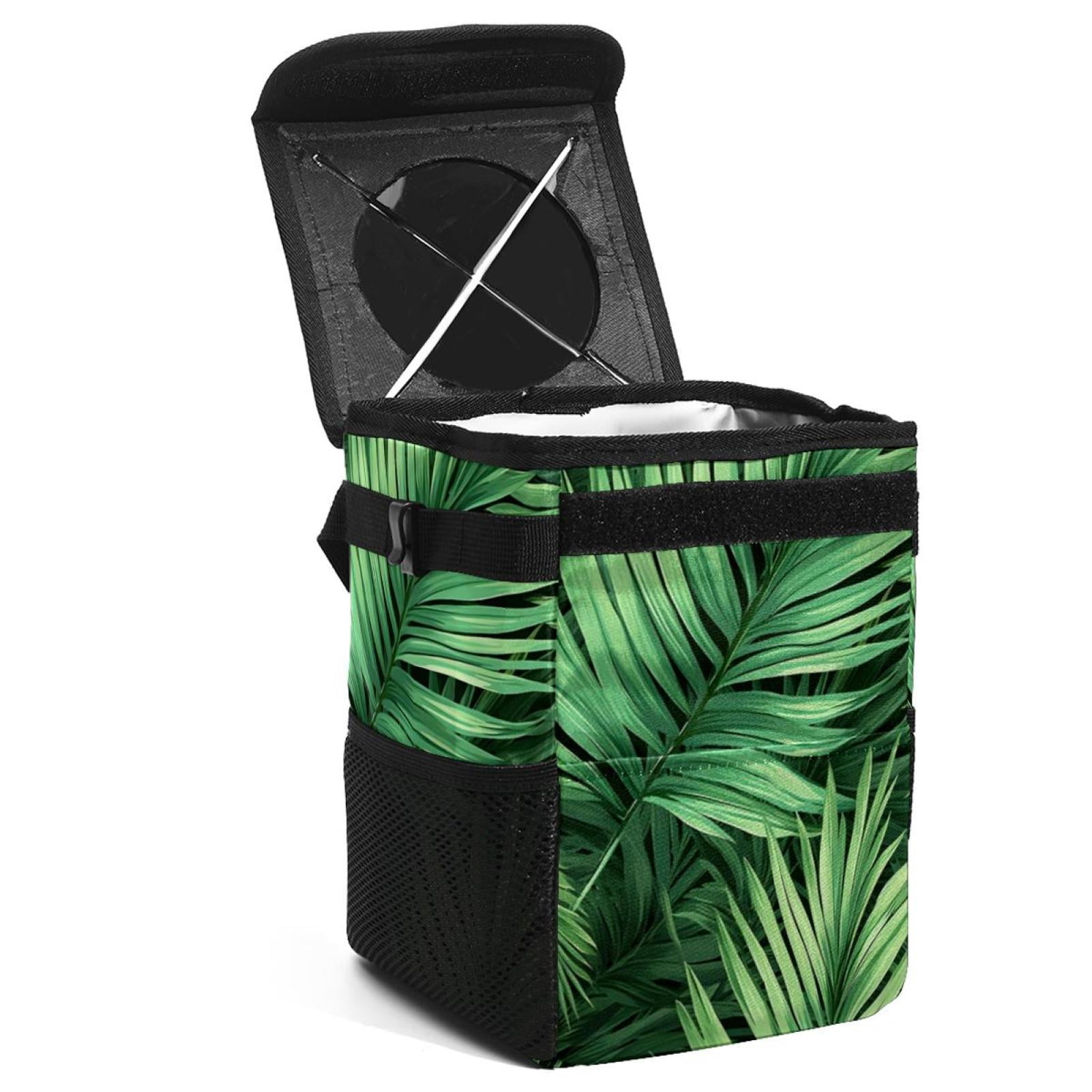 Tropical Jungle Palm Leaves Foldable Mini Trash Can with Lid - Leak ...