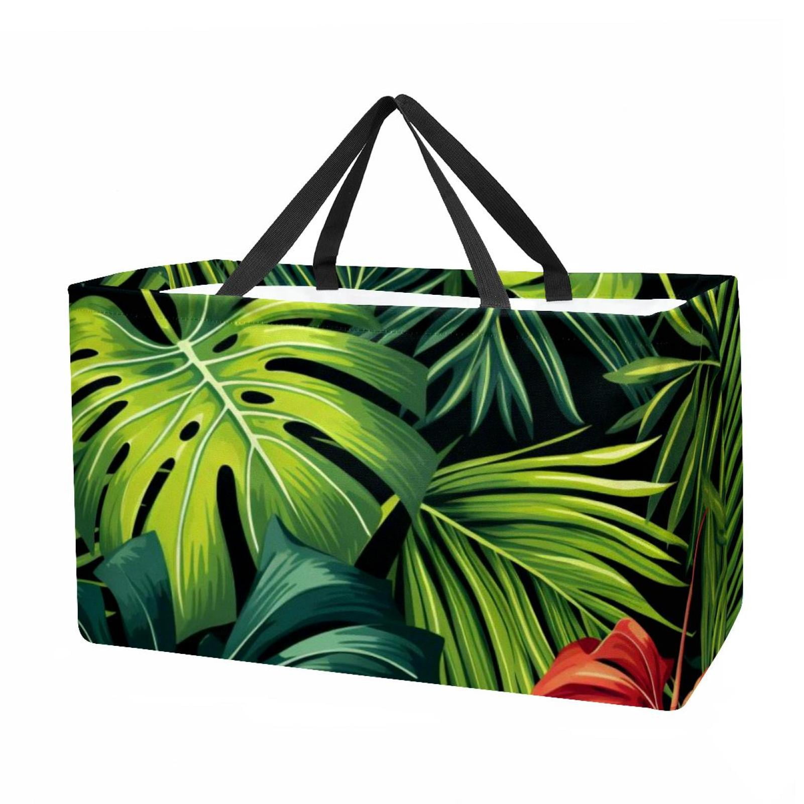 Tropical Jungle Palm Leaves Large Capacity Reusable Foldable Grocery ...