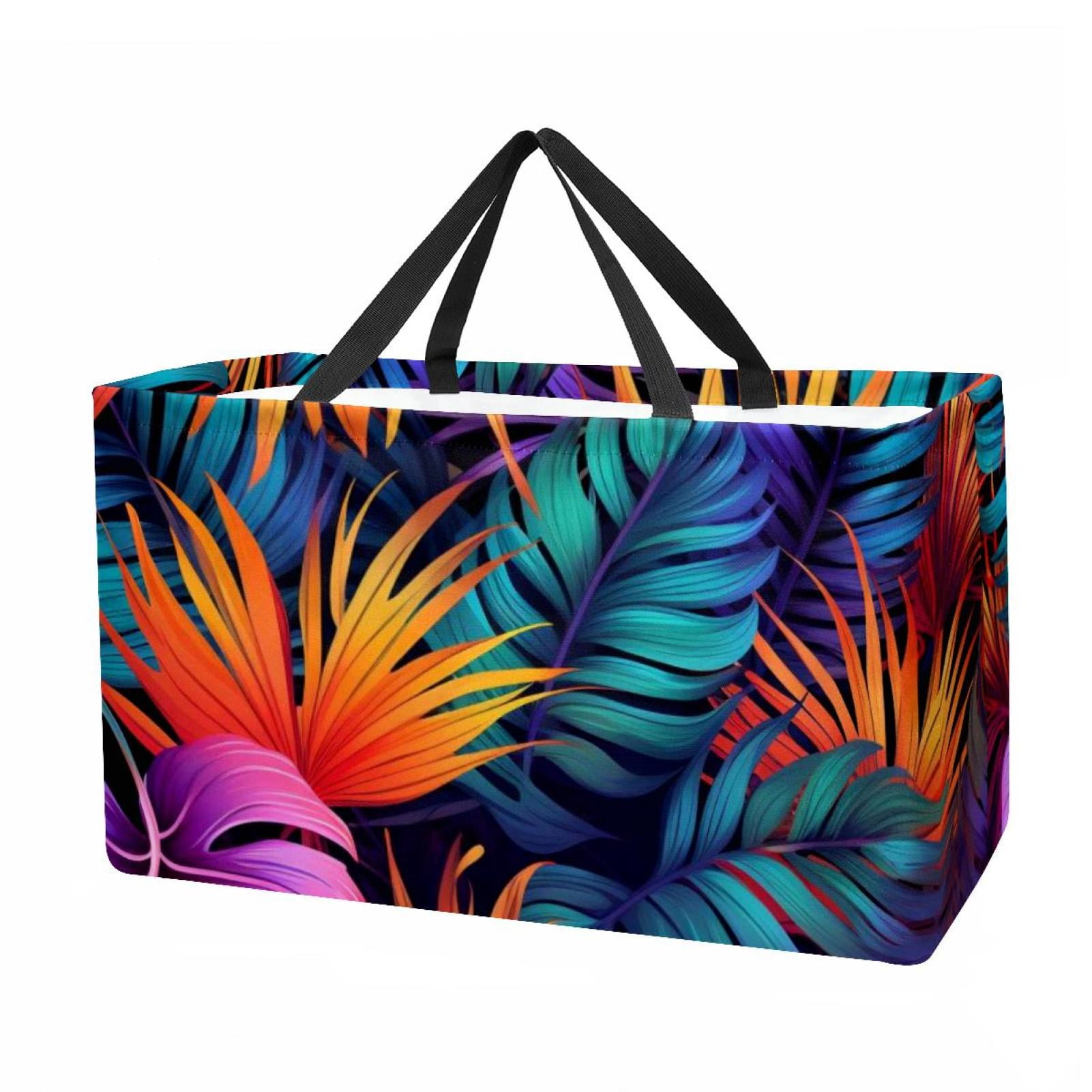 Tropical Jungle Palm Leaves Large Capacity Reusable Foldable Oxford ...