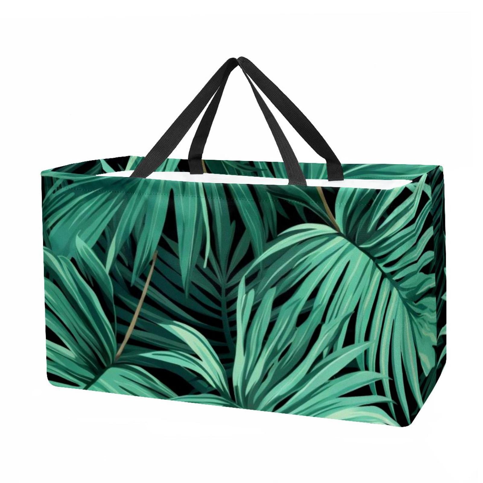 Tropical Jungle Palm Leaves Large Foldable Oxford Cloth Beach Bag ...