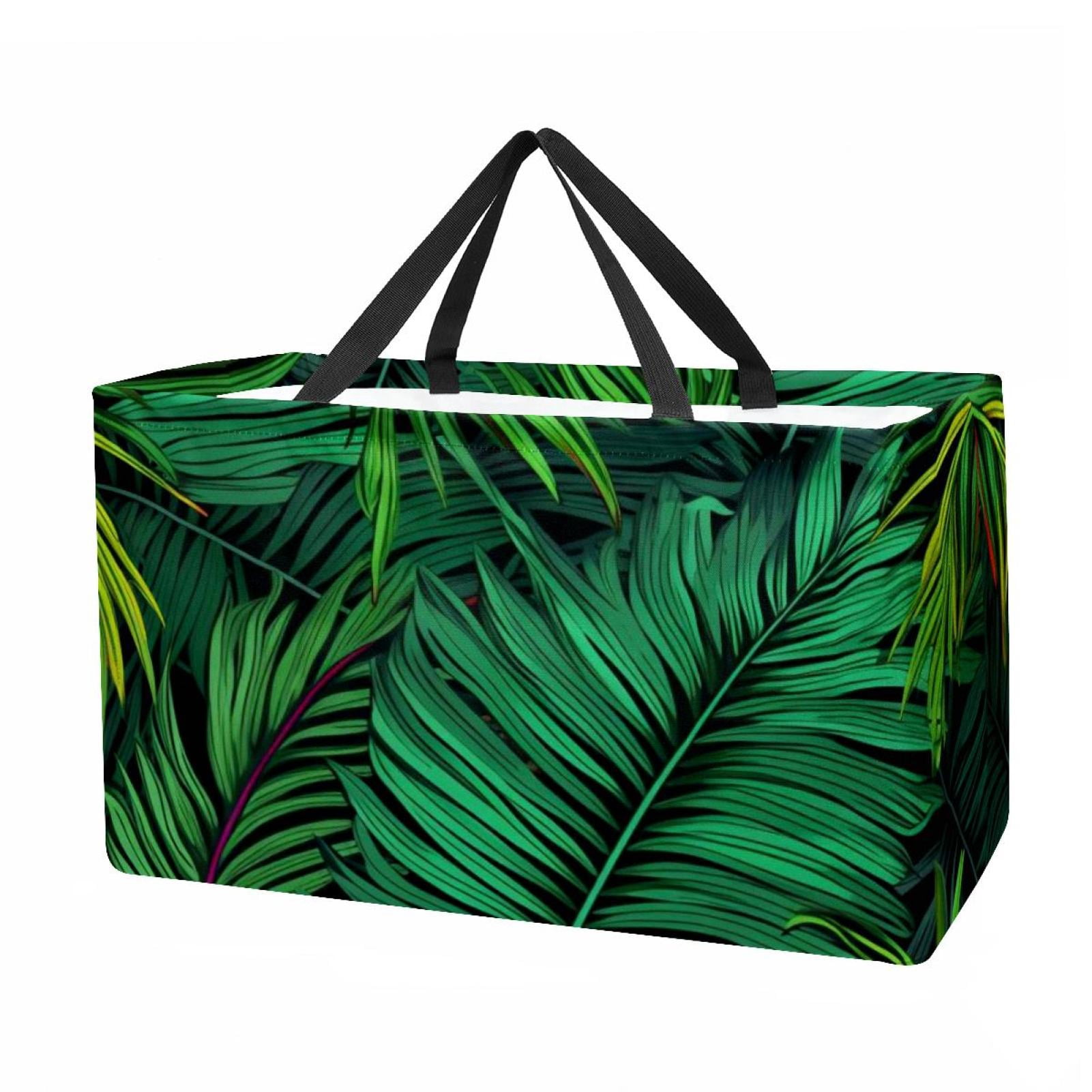Tropical Jungle Palm Leaves Large Oxford Cloth Picnic Basket Shopping ...