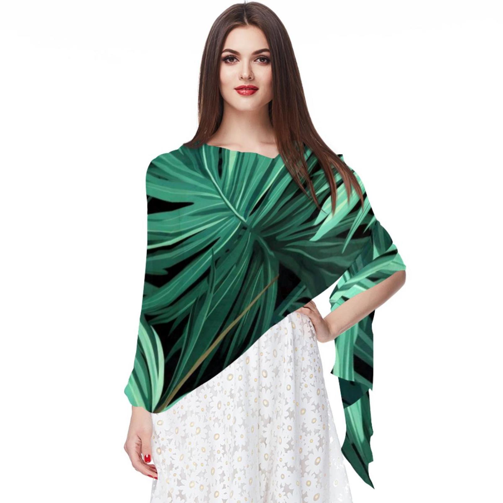 Tropical Jungle Palm Leaves Light and Breathable Chiffon Yarn Silk ...