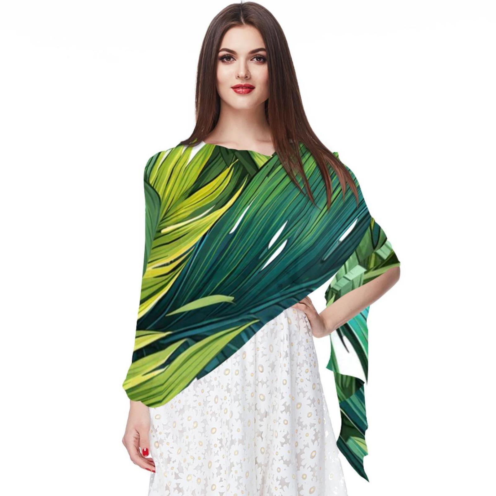 Tropical Jungle Palm Leaves Light and Breathable Chiffon Yarn Silk ...