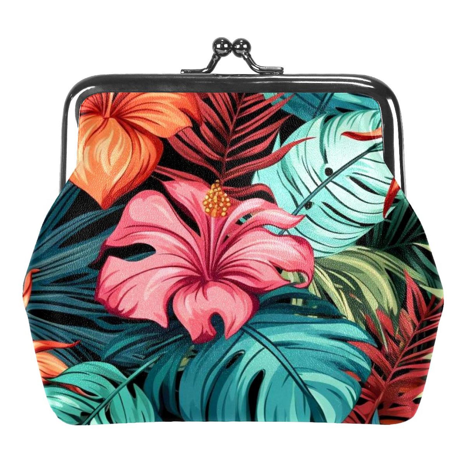 Tropical Jungle Palm Leaves Premium Microfiber Coin Purse with Zinc ...