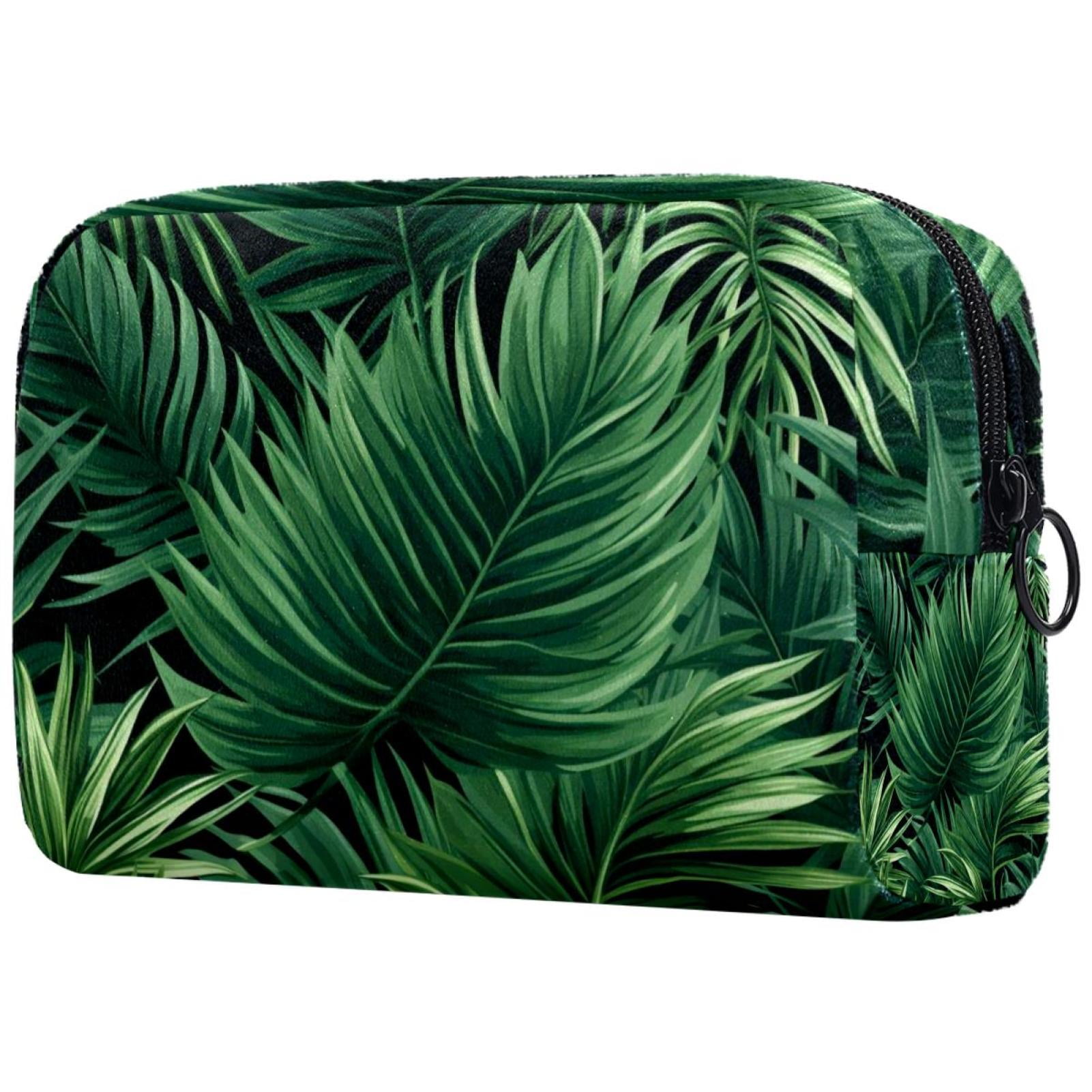 Tropical Jungle Palm Leaves Small Makeup Bag Zipper Pouch Portable