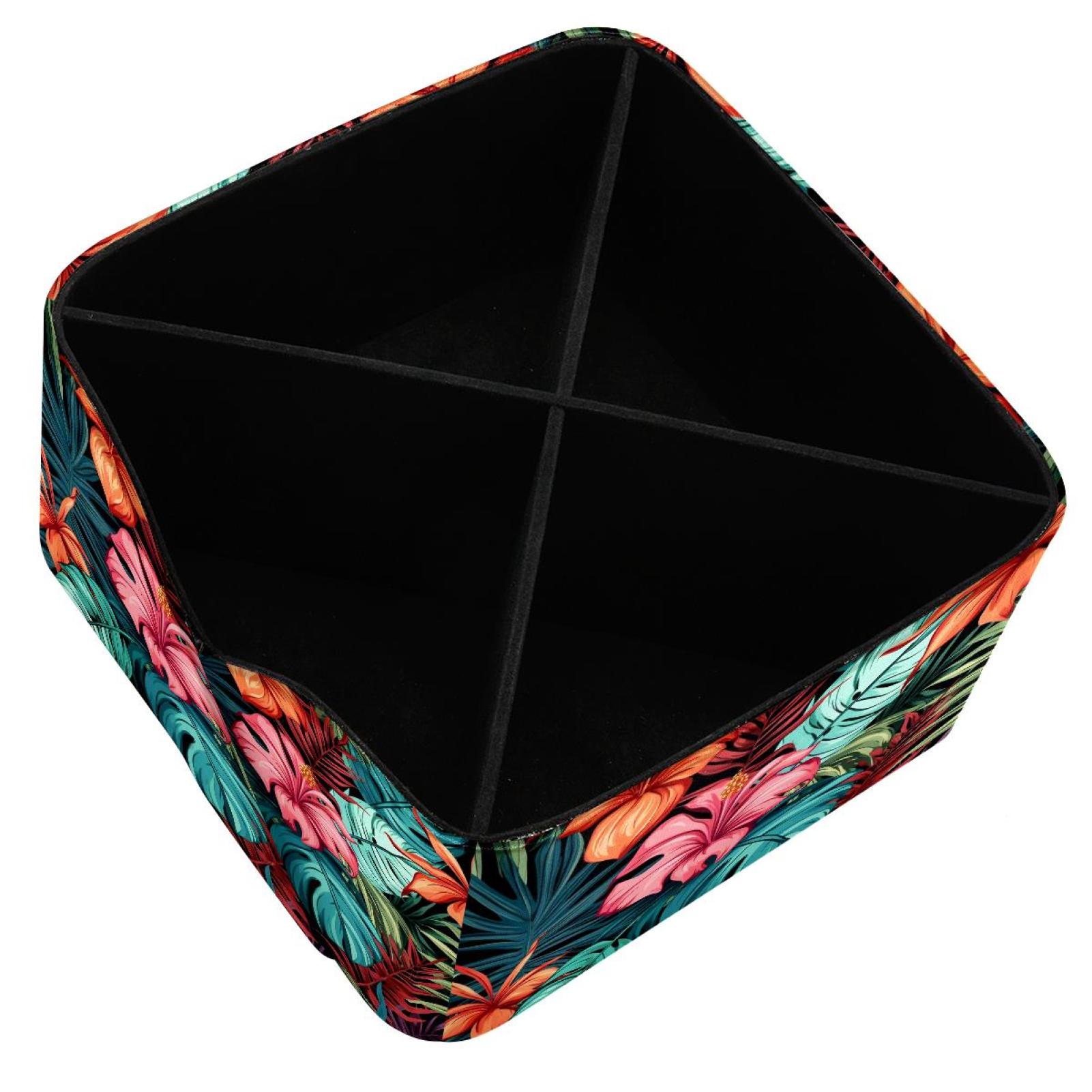 Tropical Jungle Palm Leaves Square Pencil Case with 4 Compartments ...