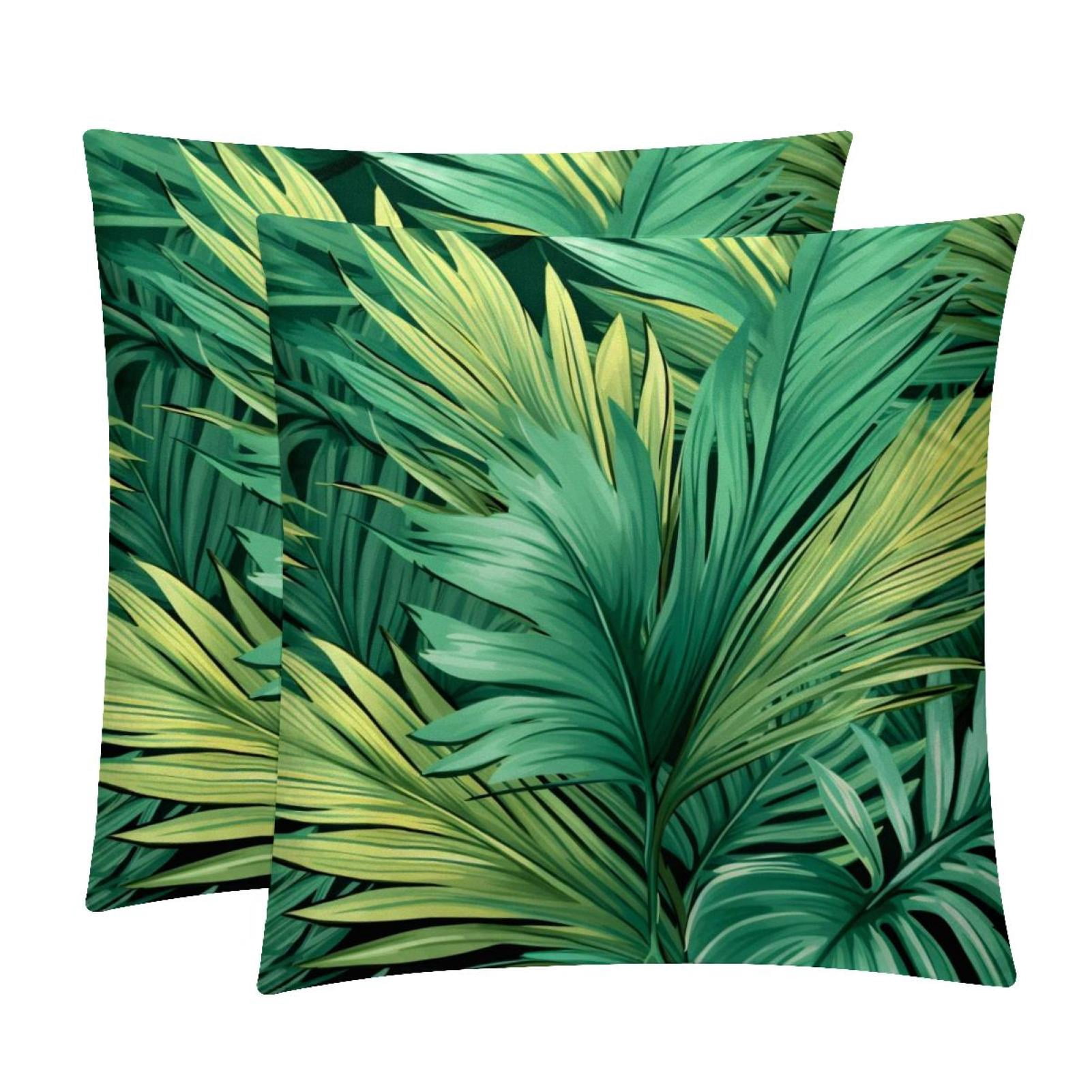 Tropical Jungle Palm Leaves Throw Pillow - Velvet Pillow Inserts Covers ...
