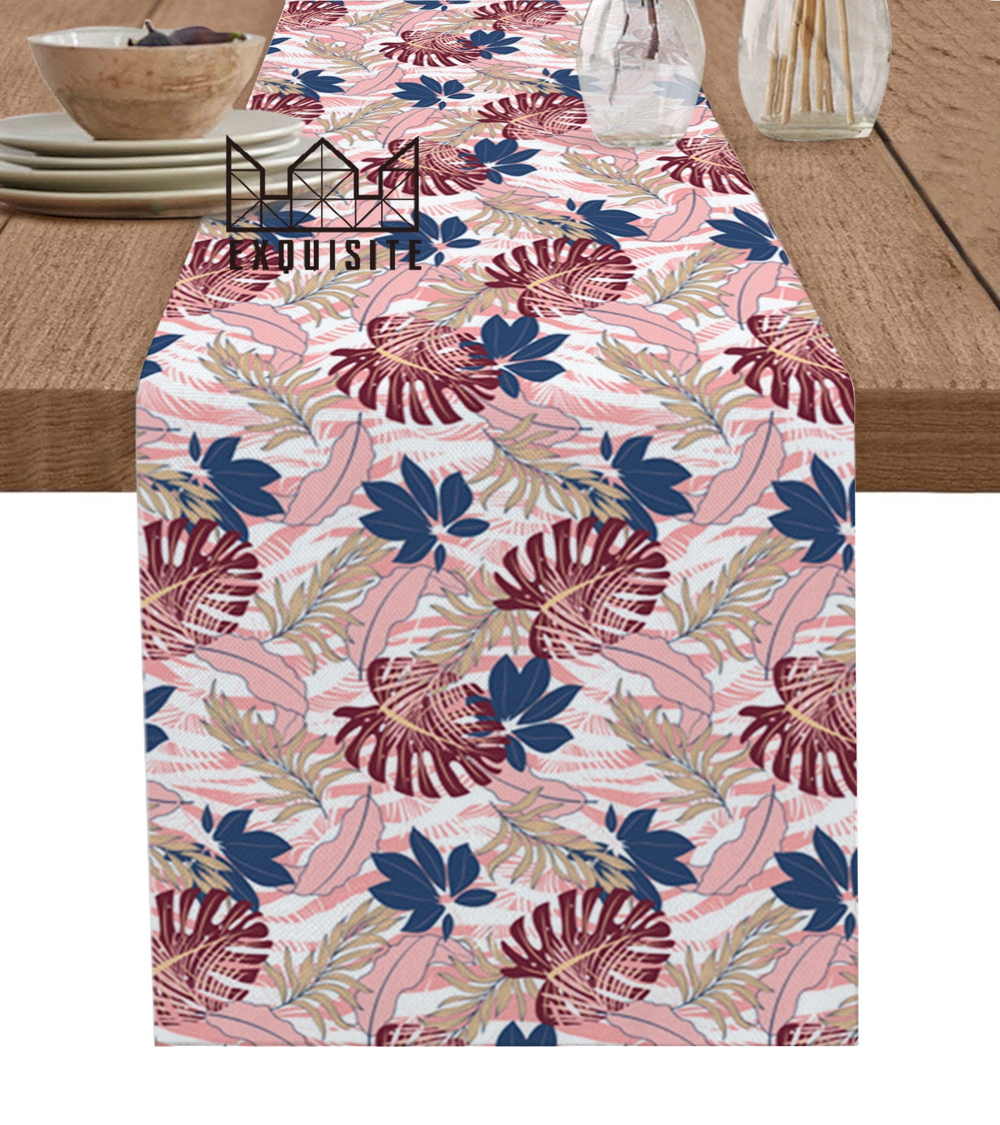 Tropical Jungle Plant Tiger Stripes Zebra Stripes Table Runner Dining ...