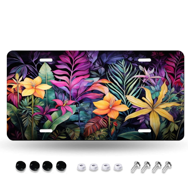 Tropical Jungle Scene with Colorful Flowers and Lush Foliage License ...