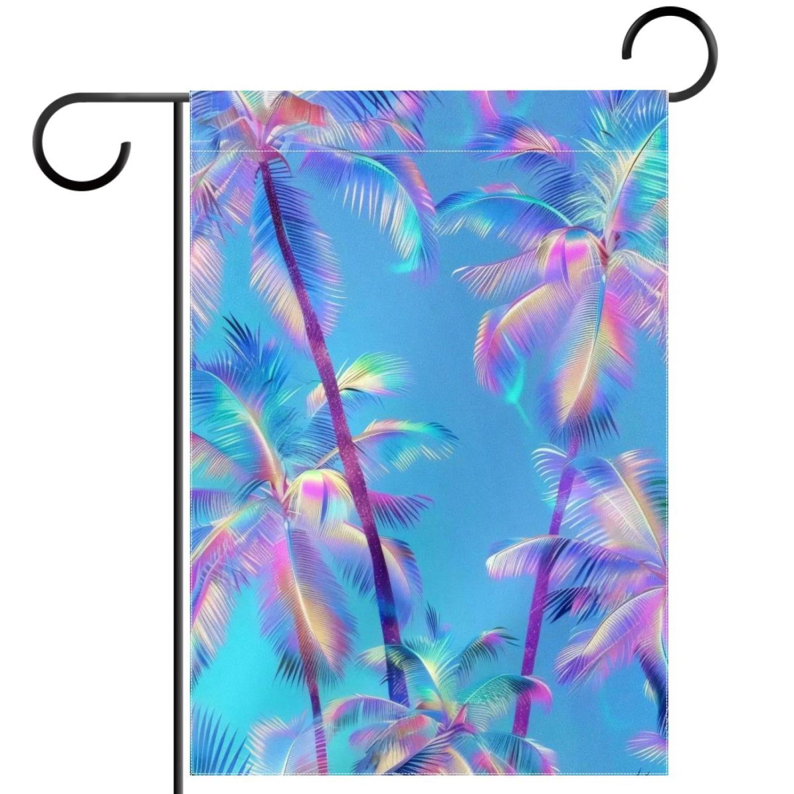 Tropical Jungle Texture on Blue Background. Double Sided Garden Flag ...