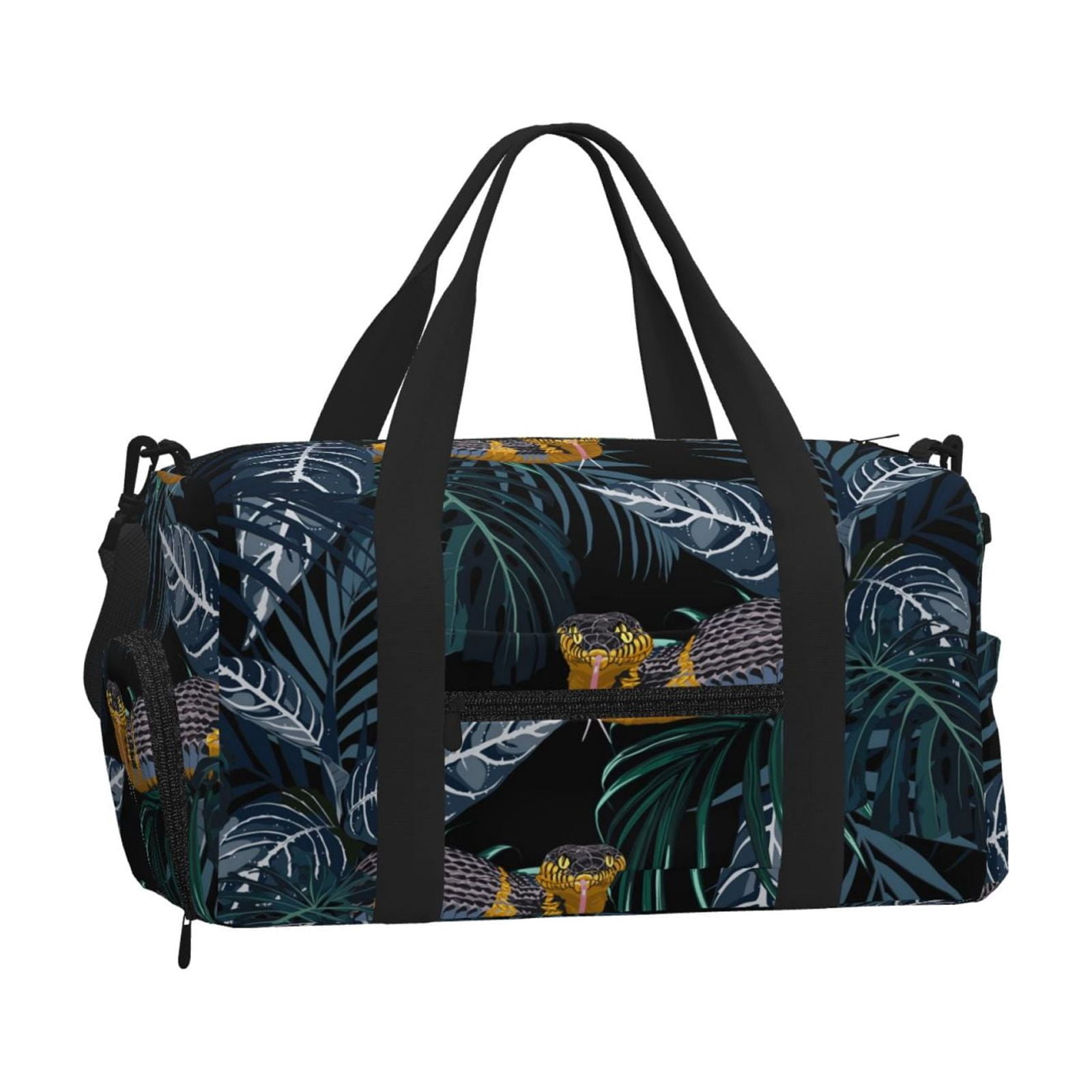 Tropical Jungle Yellow Snake Sports Duffel Bag with Shoe Compartment ...