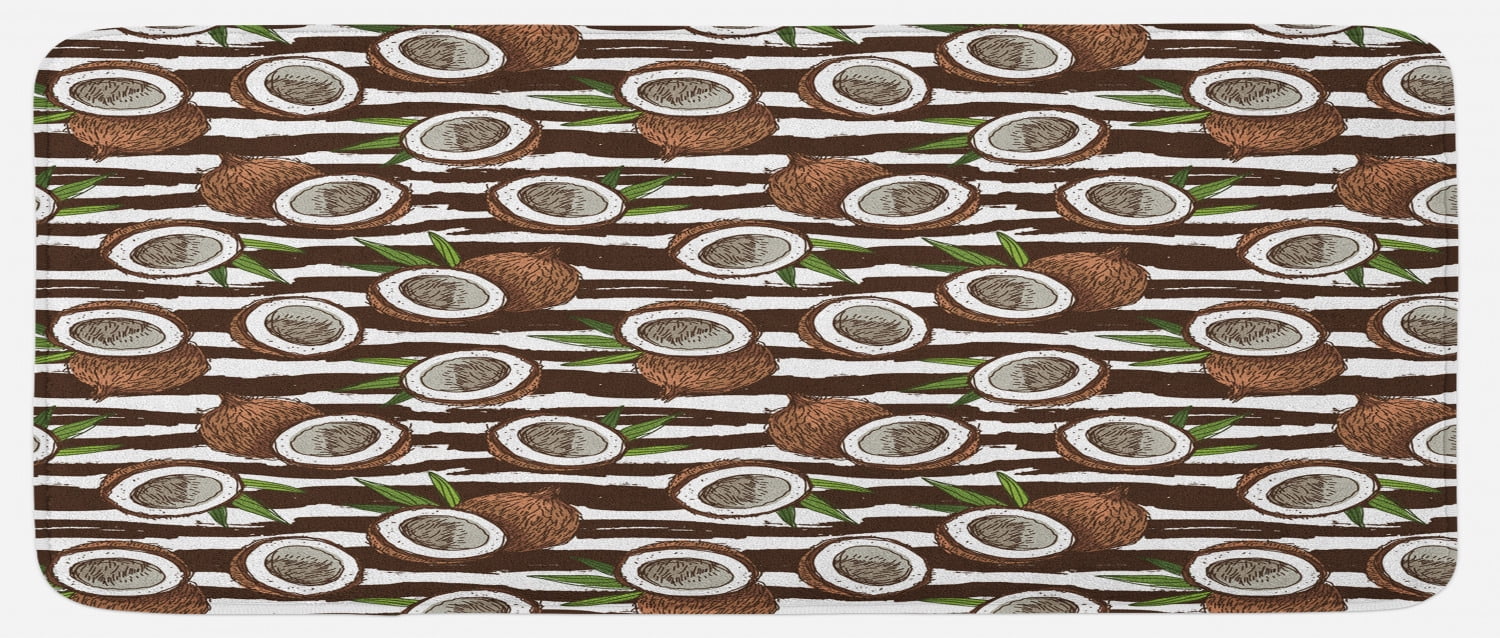 Tropical Kitchen Mat, Coconut Palm Tree Exotic Climates Beach Ocean ...